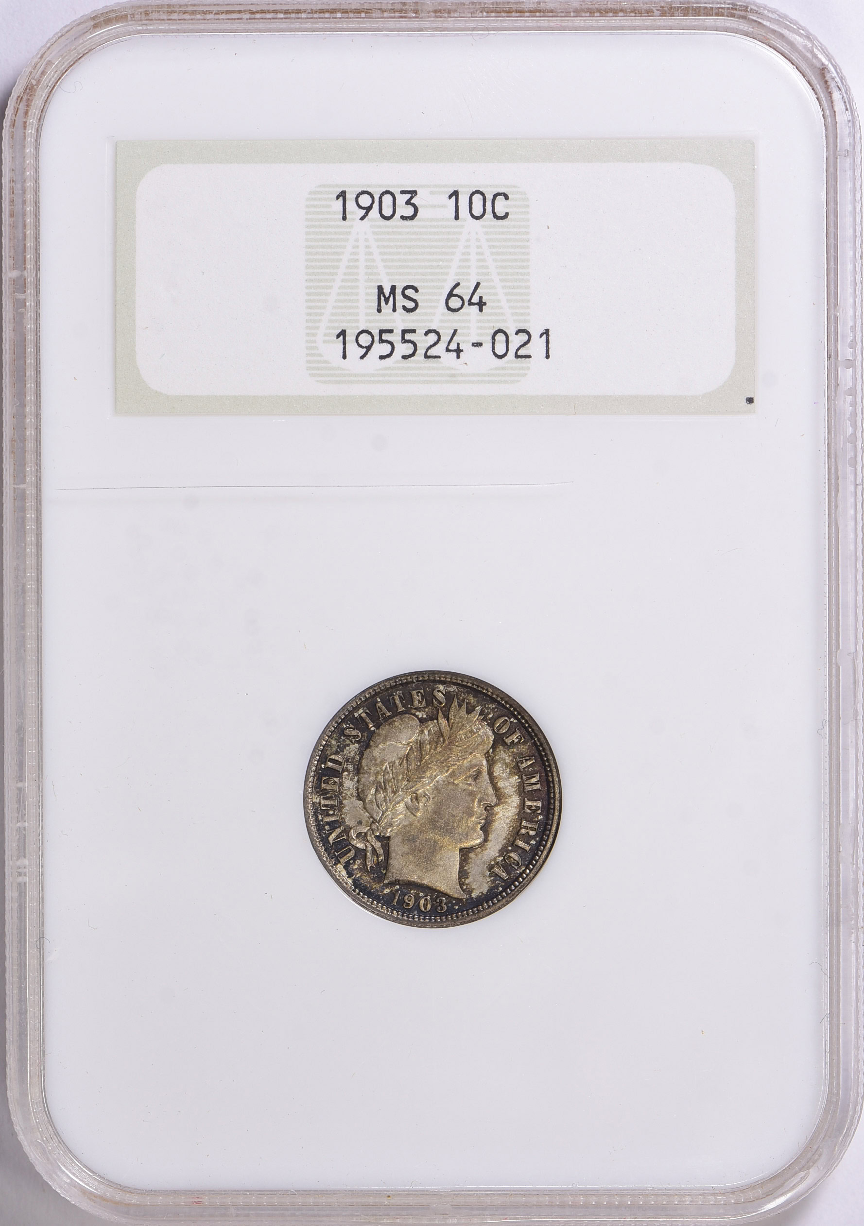 1903 Barber Dime NGC MS-64 OH (Toned) (Item 1640105) | GreatCollections ...
