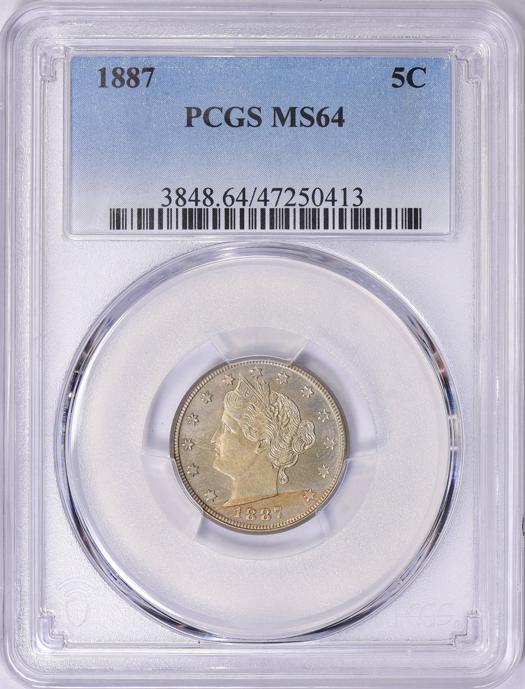 1887 Liberty Nickel PCGS MS-64 (Toned) (Item 1640202) | GreatCollections Coin Auctions