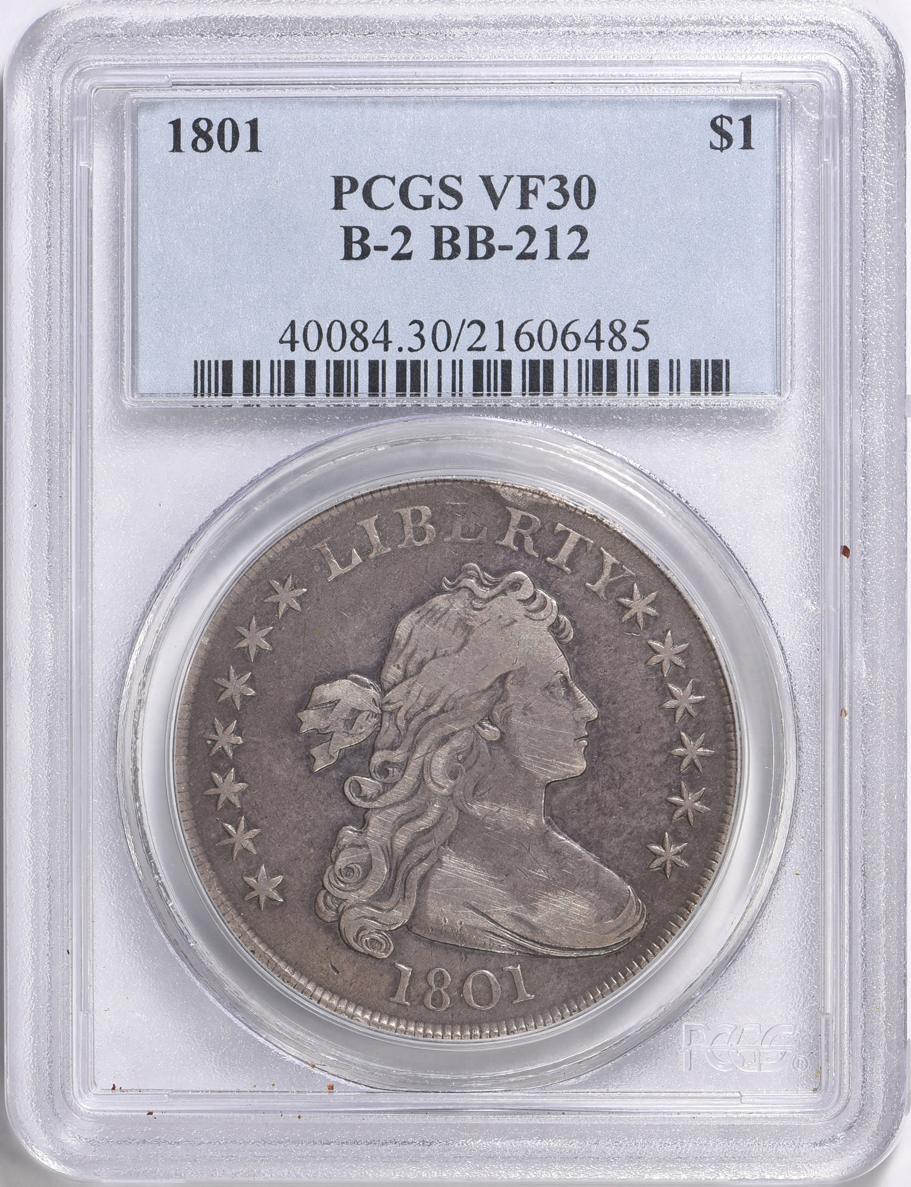 1801 Draped Bust Silver Dollar B-2 BB-212 PCGS VF-30 (Item 1640231) | GreatCollections Coin Auctions