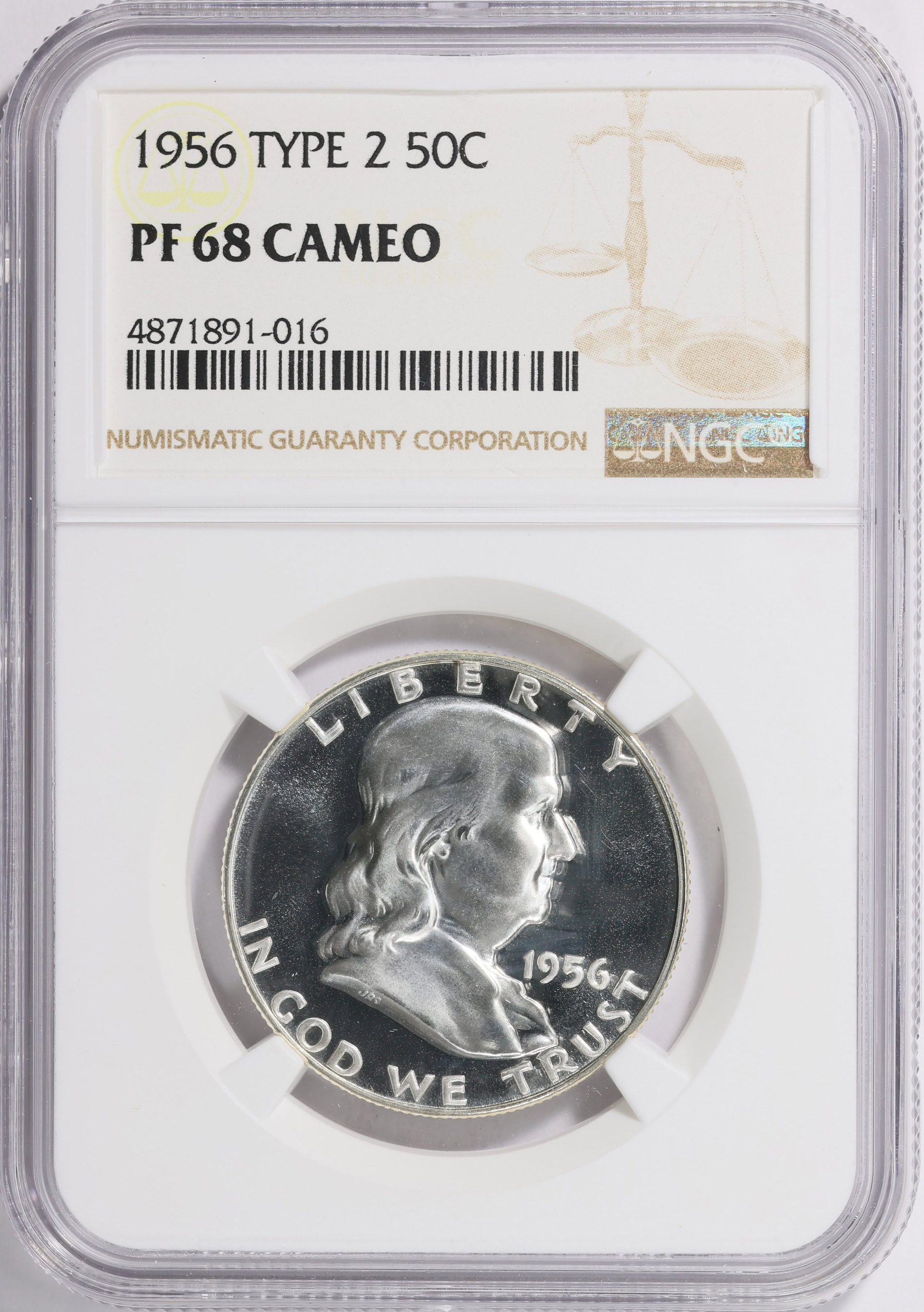 1956 Franklin Half Dollar Type 2 NGC Proof-68 CAMEO (Item 1640282) | GreatCollections Coin Auctions