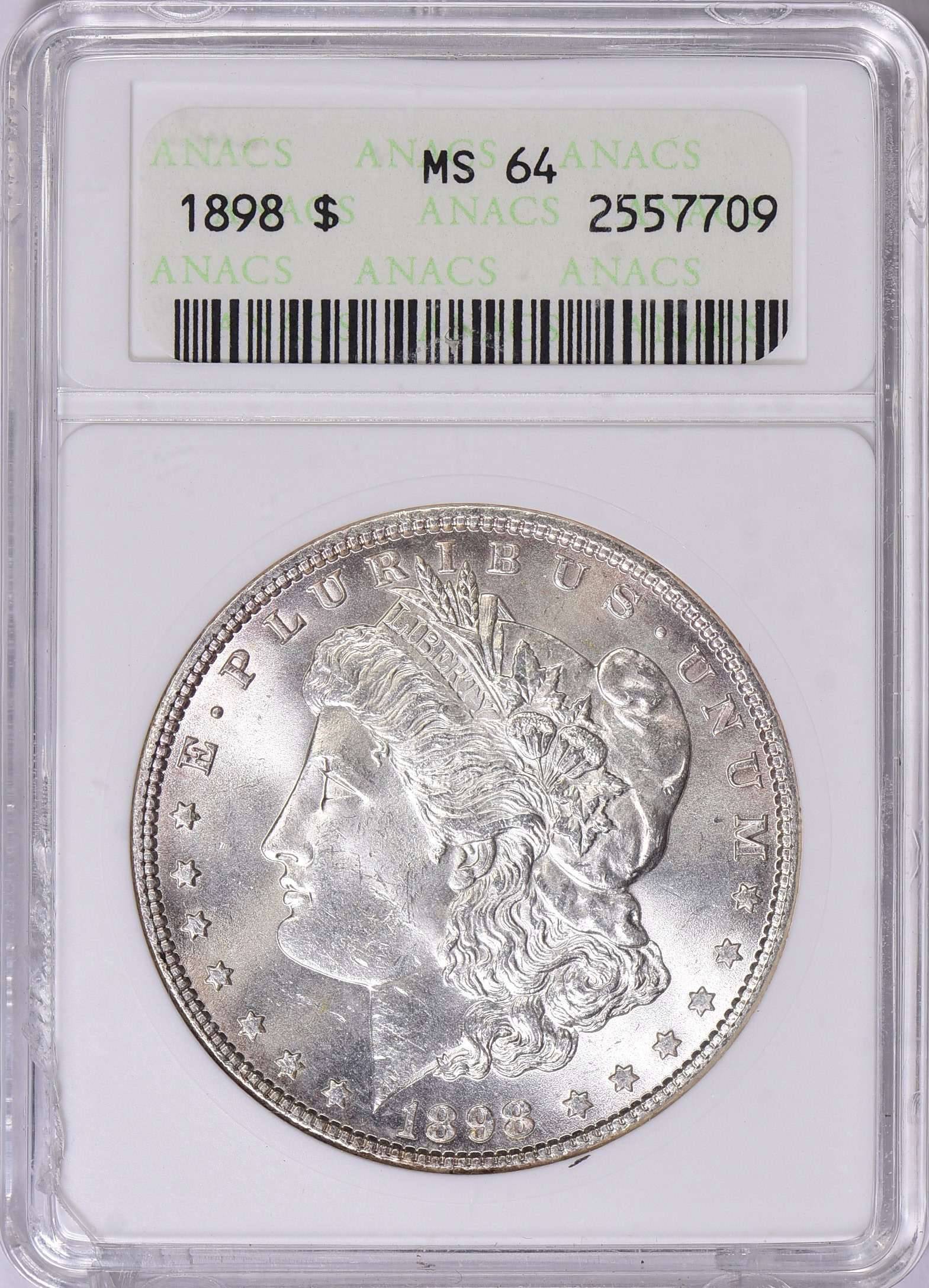 1898 Morgan Silver Dollar ANACS MS-64 OH (Item 1640581) | GreatCollections Coin Auctions