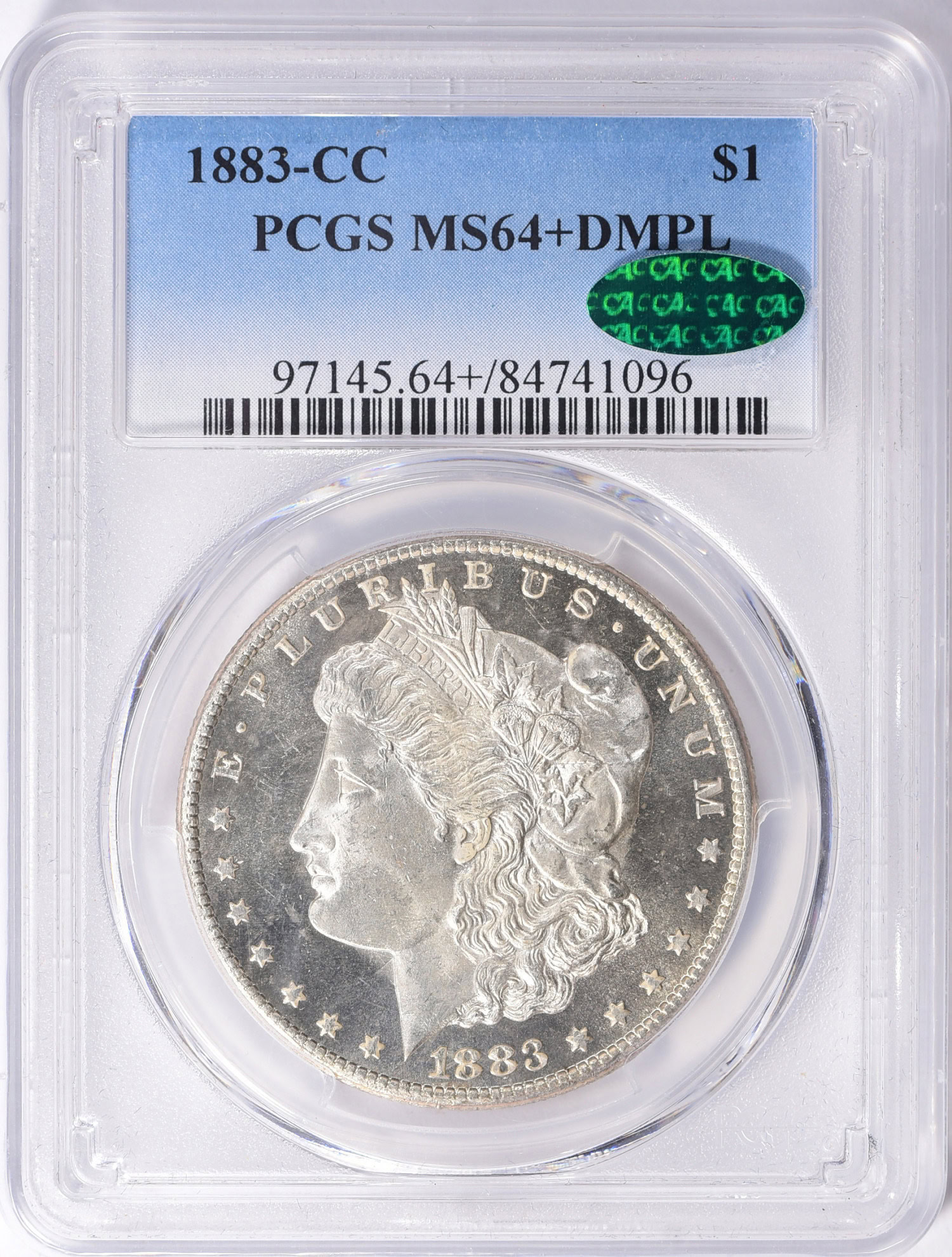 1883-CC Morgan Silver Dollar PCGS MS-64+ DMPL (CAC Green) (Item 1640760) | GreatCollections Coin ...