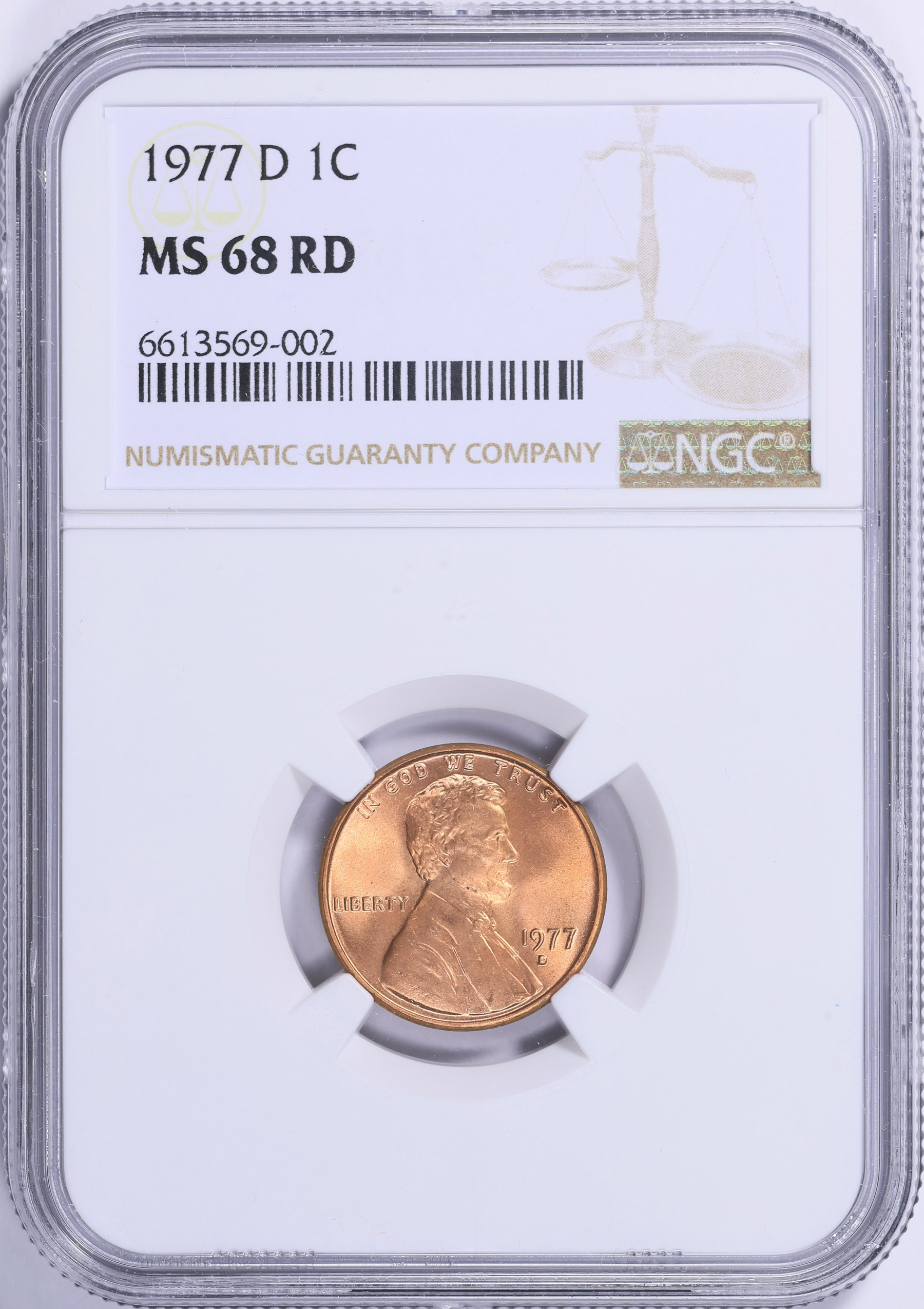 1977-D Lincoln Cent NGC MS-68 RD (Item 1640802) | GreatCollections Coin ...