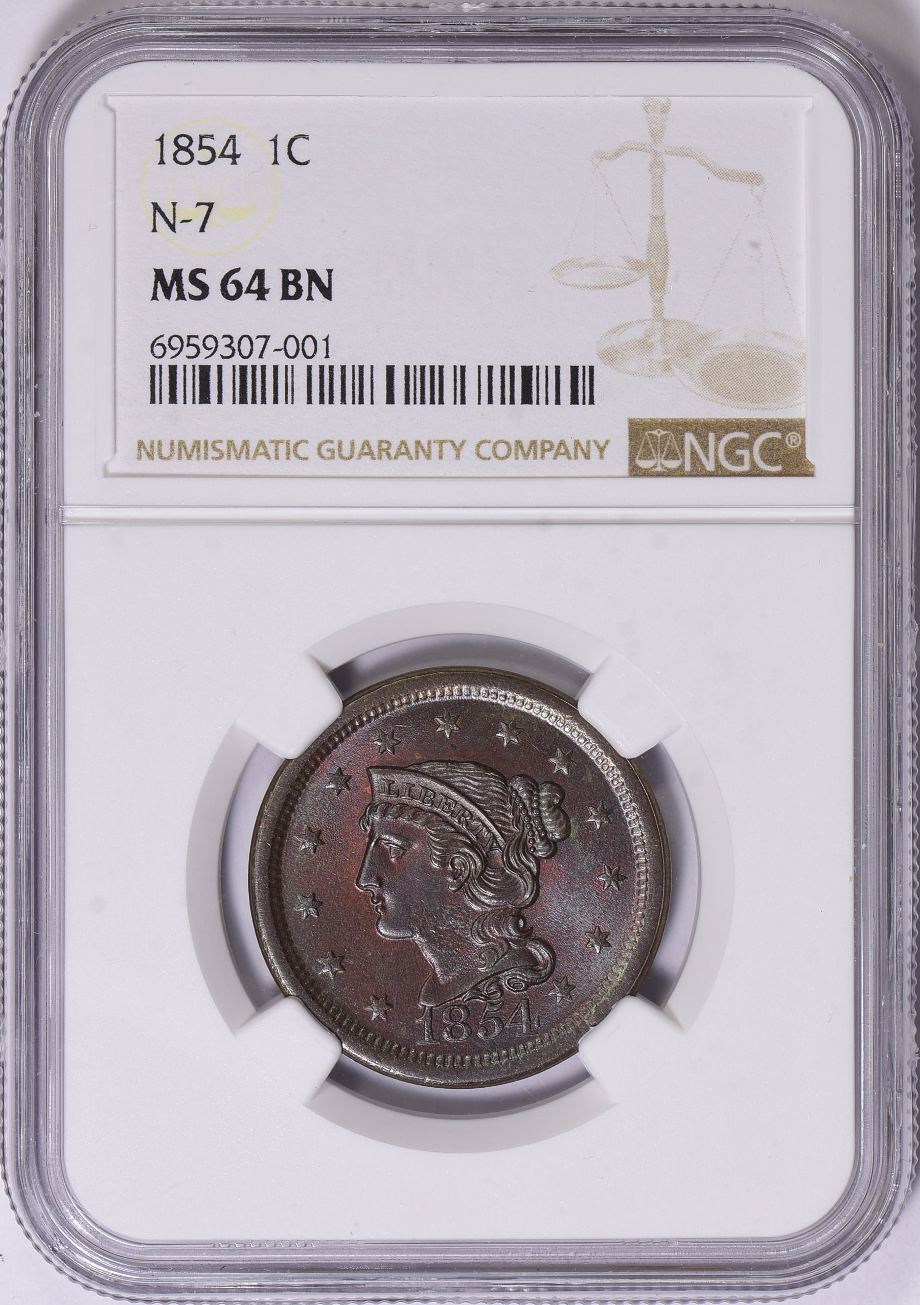1854 Braided Hair Cent Newcomb 7 NGC MS-64 BN (Item 1640935 ...