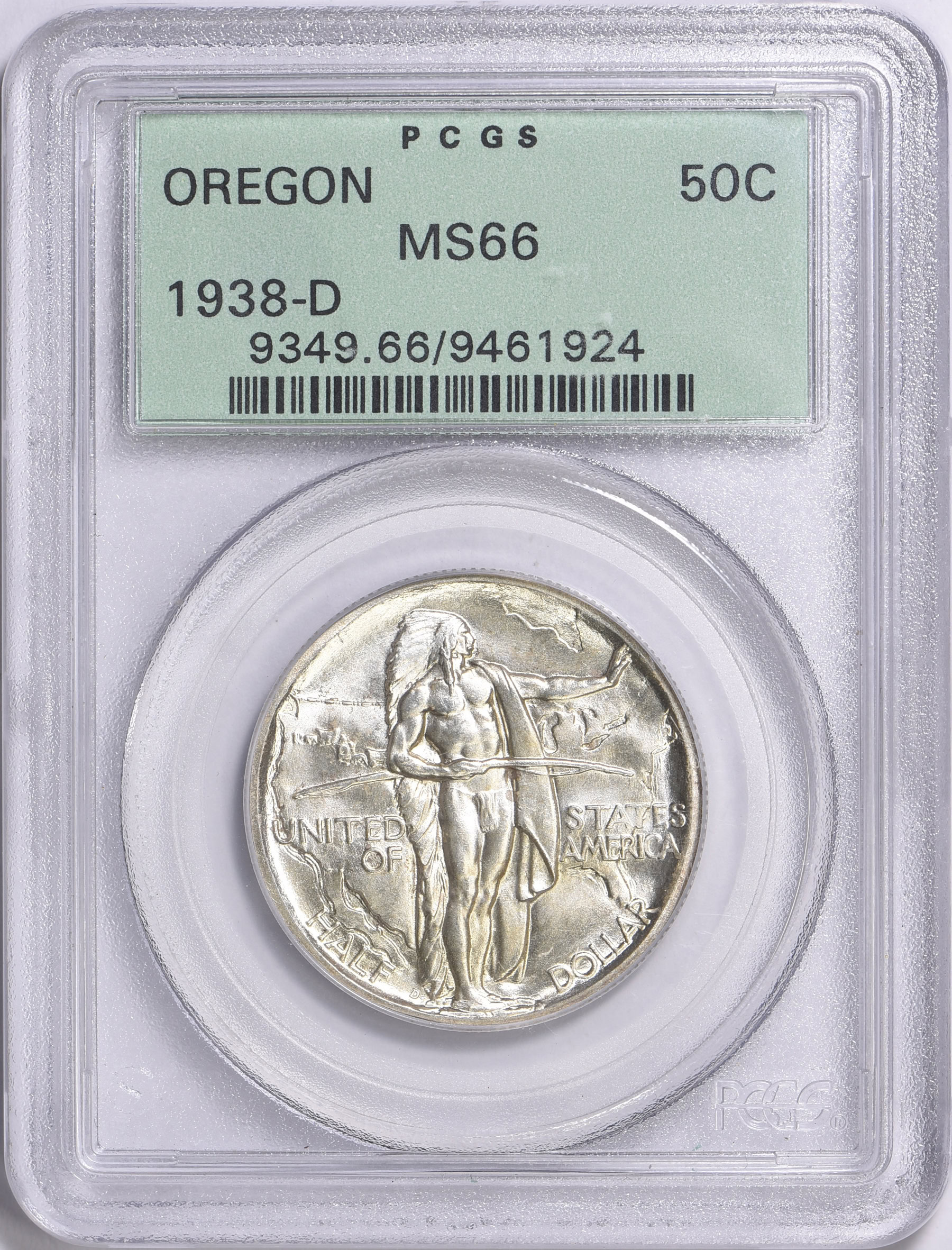 1938-D Oregon Trail Memorial Half Dollar PCGS MS-66 OGH (Item 1641005) | GreatCollections Coin ...