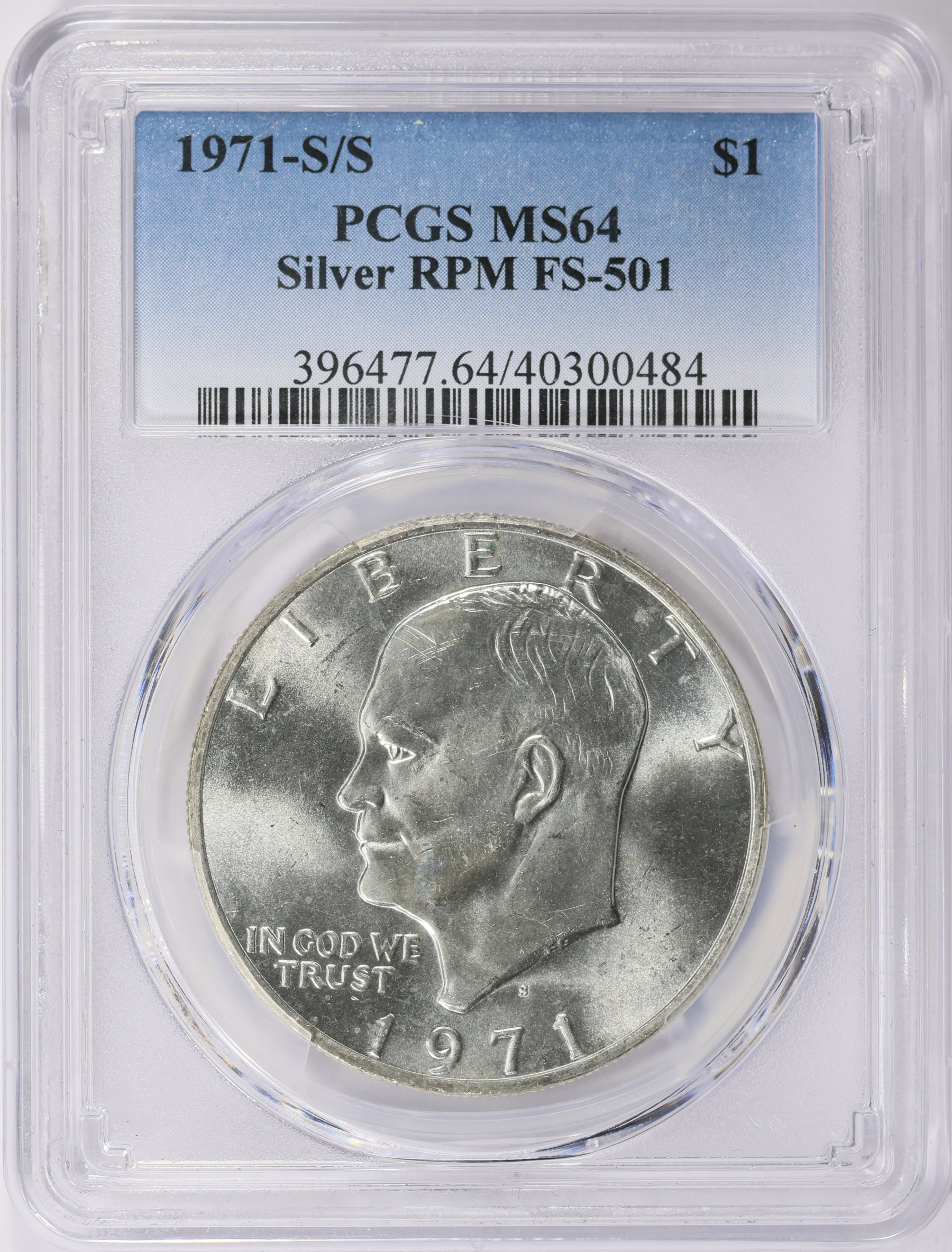 1971-S/S Eisenhower Dollar Silver Repunched Mintmark FS-501 PCGS MS-64 ...