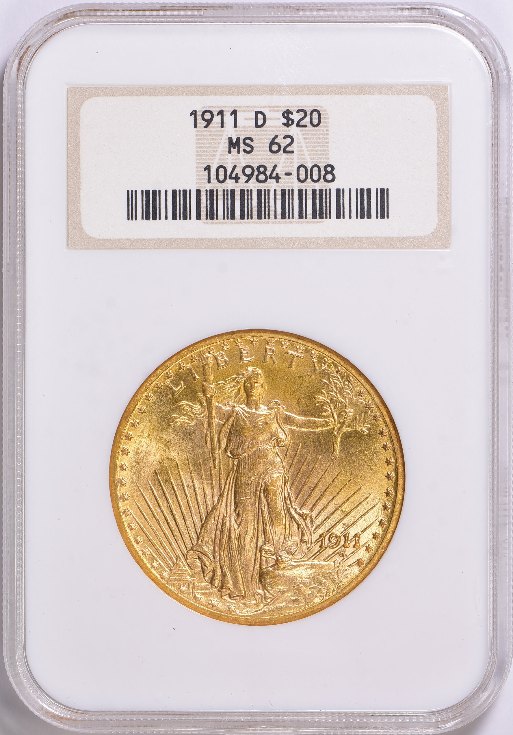 1911-D Saint-Gaudens Gold Double Eagle NGC MS-62 OH (Item 1641304) | GreatCollections Coin Auctions