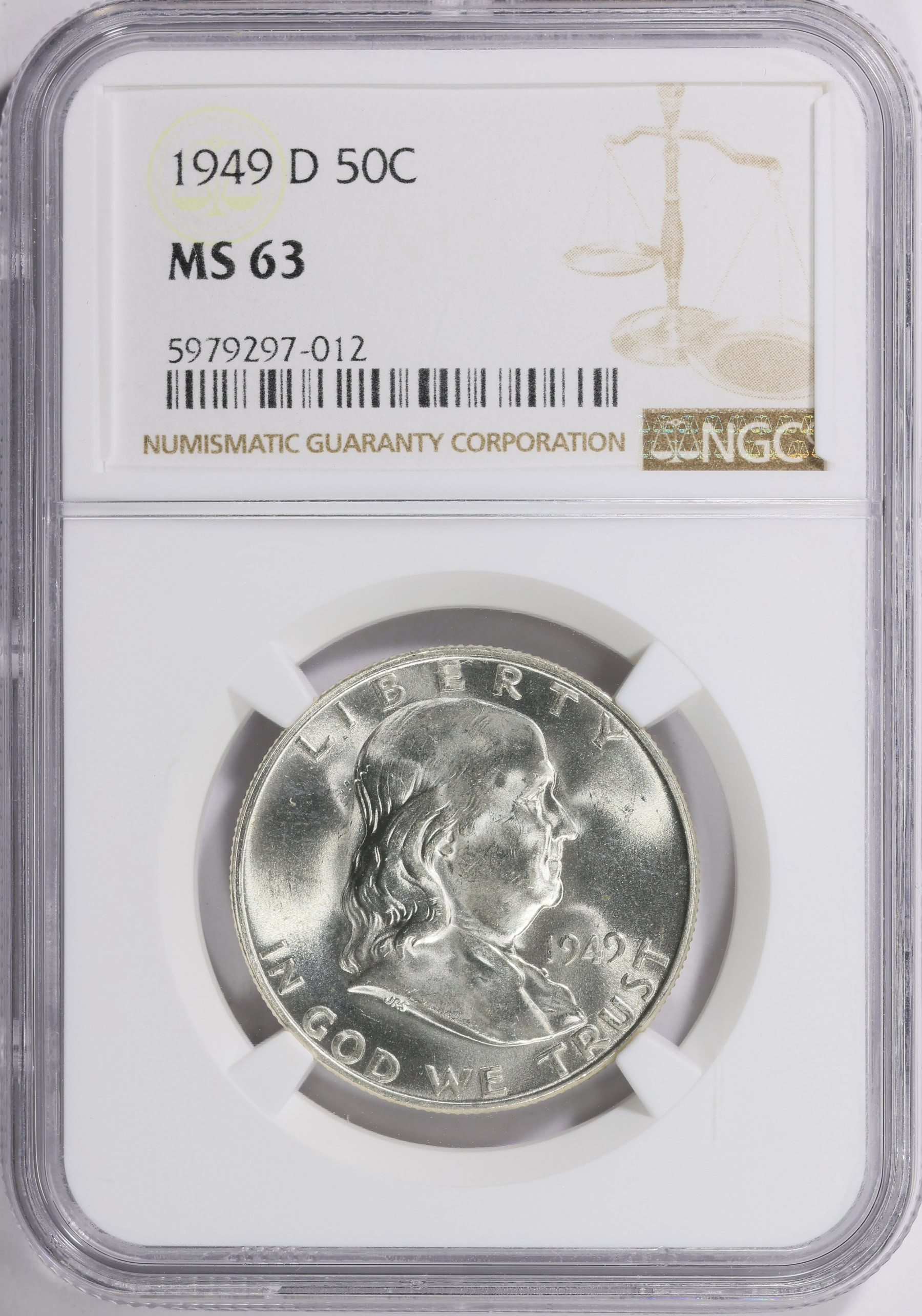 1949-D Franklin Half Dollar NGC MS-63 (Item 1641448) | GreatCollections ...