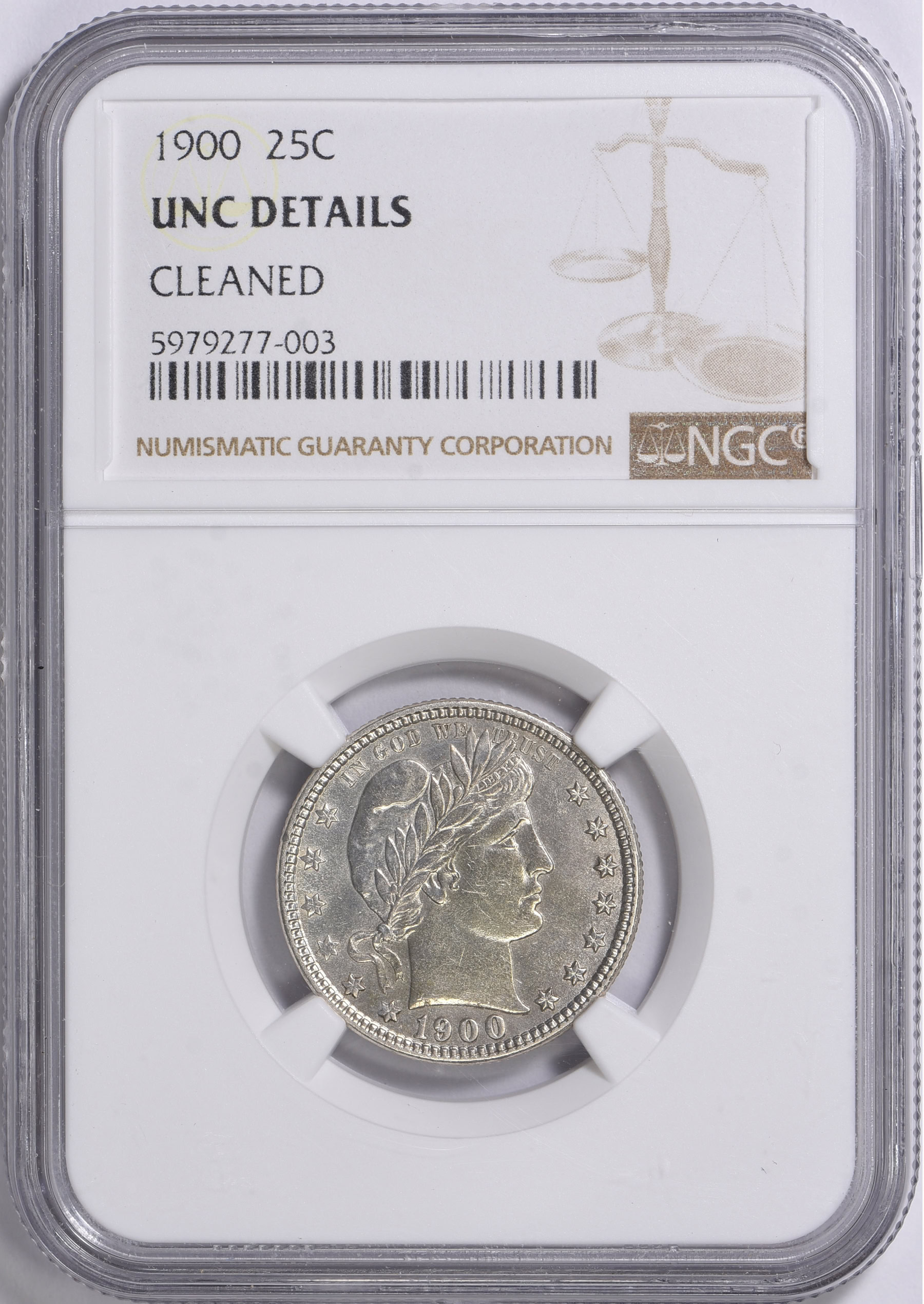 1900 Barber Quarter NGC Unc Details (Item 1641471) | GreatCollections Coin Auctions