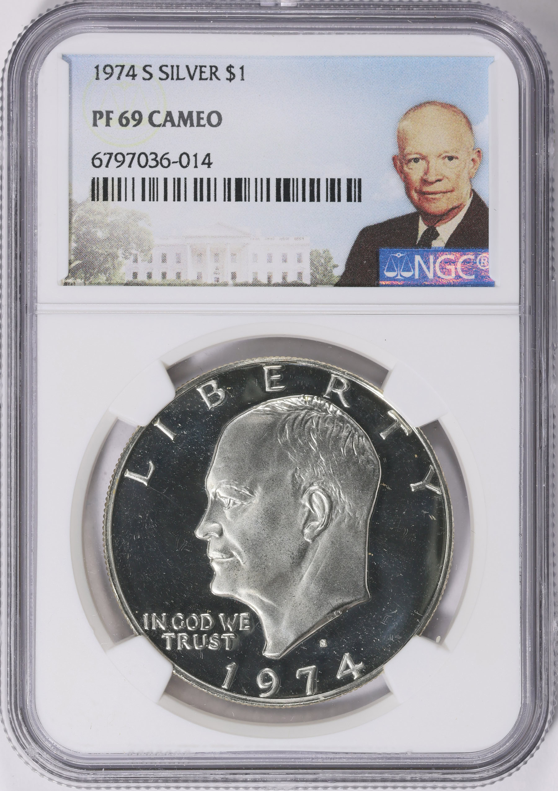 1974-S Eisenhower Dollar Silver NGC Proof-69 CAMEO (Eisenhower Label) (Item 1641687 ...
