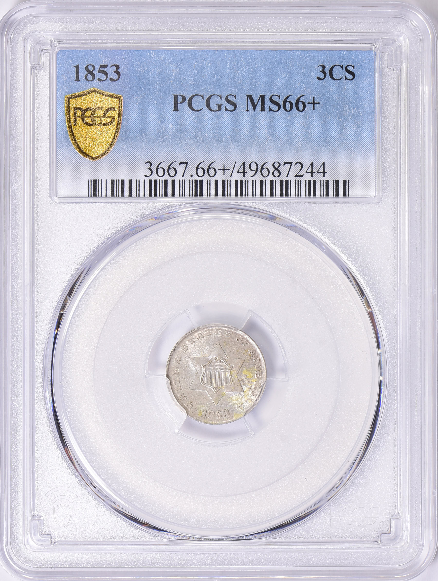 1853 Silver Three-Cent Piece PCGS MS-66+ (Toned) (Item 1641842 ...