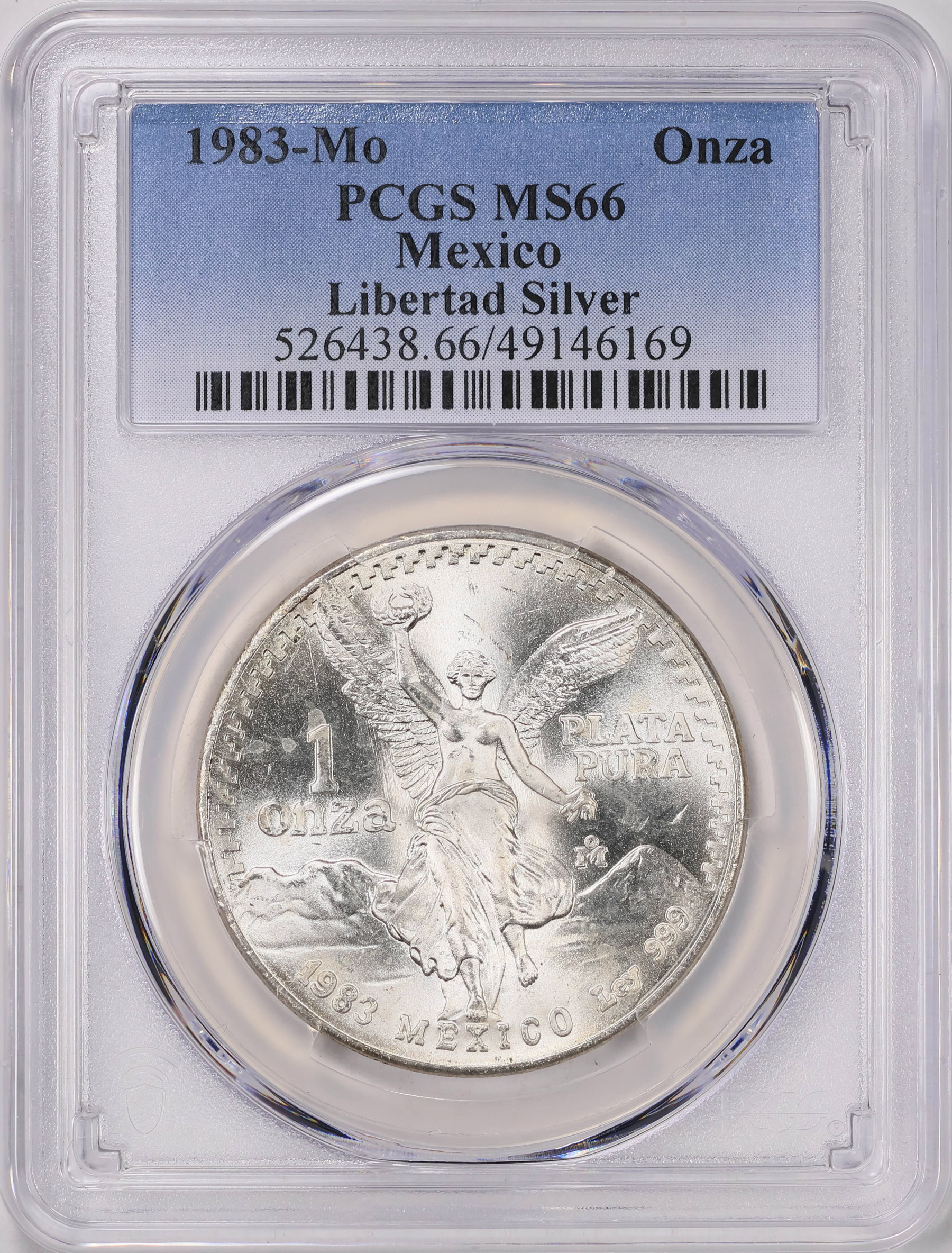 Mexico 1983-Mo Silver Onza Libertad KM-494.1 PCGS MS-66 (Item 1641855) | GreatCollections Coin ...