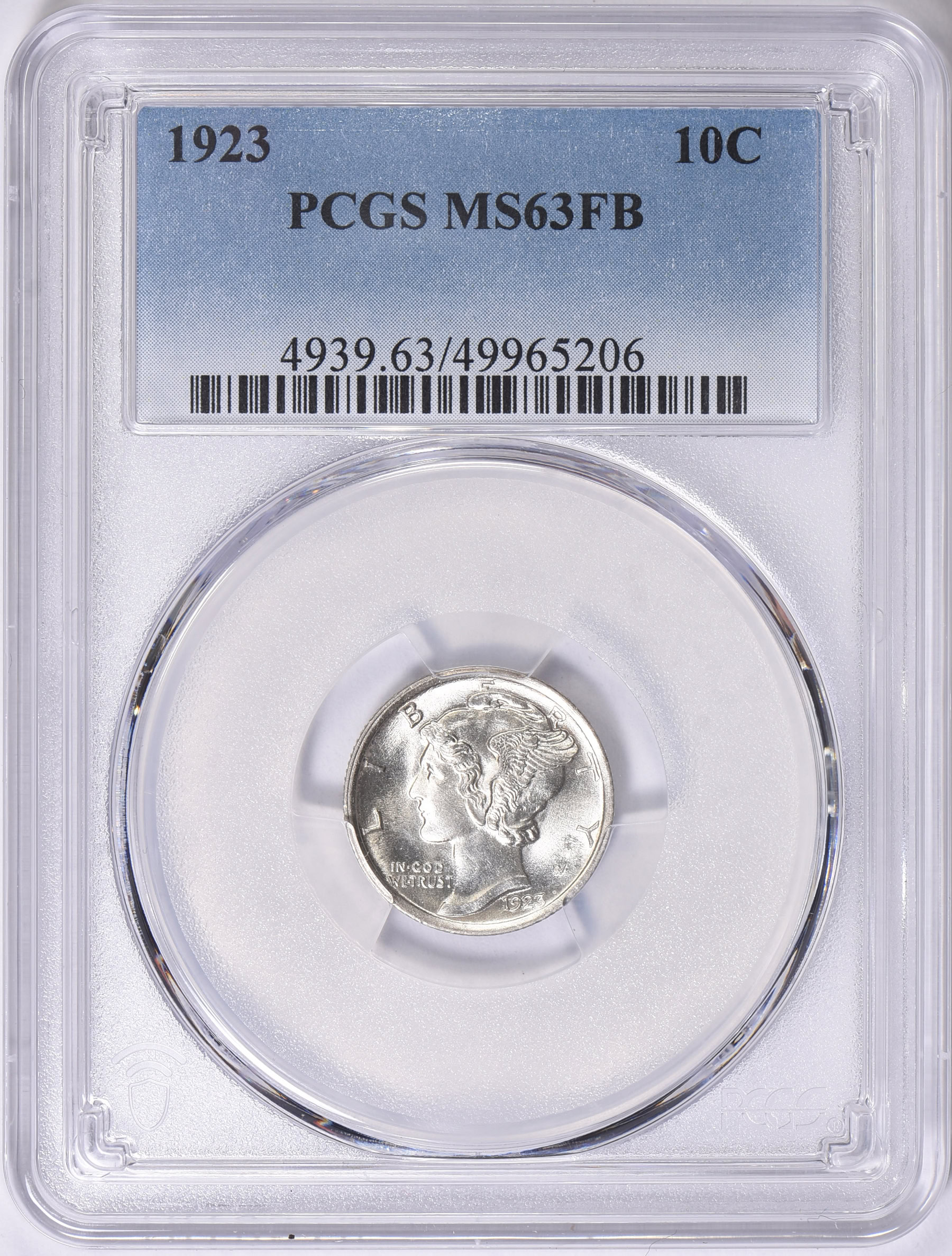 1923 Mercury Dime PCGS MS-63 FB (Item 1642510) | GreatCollections Coin Auctions