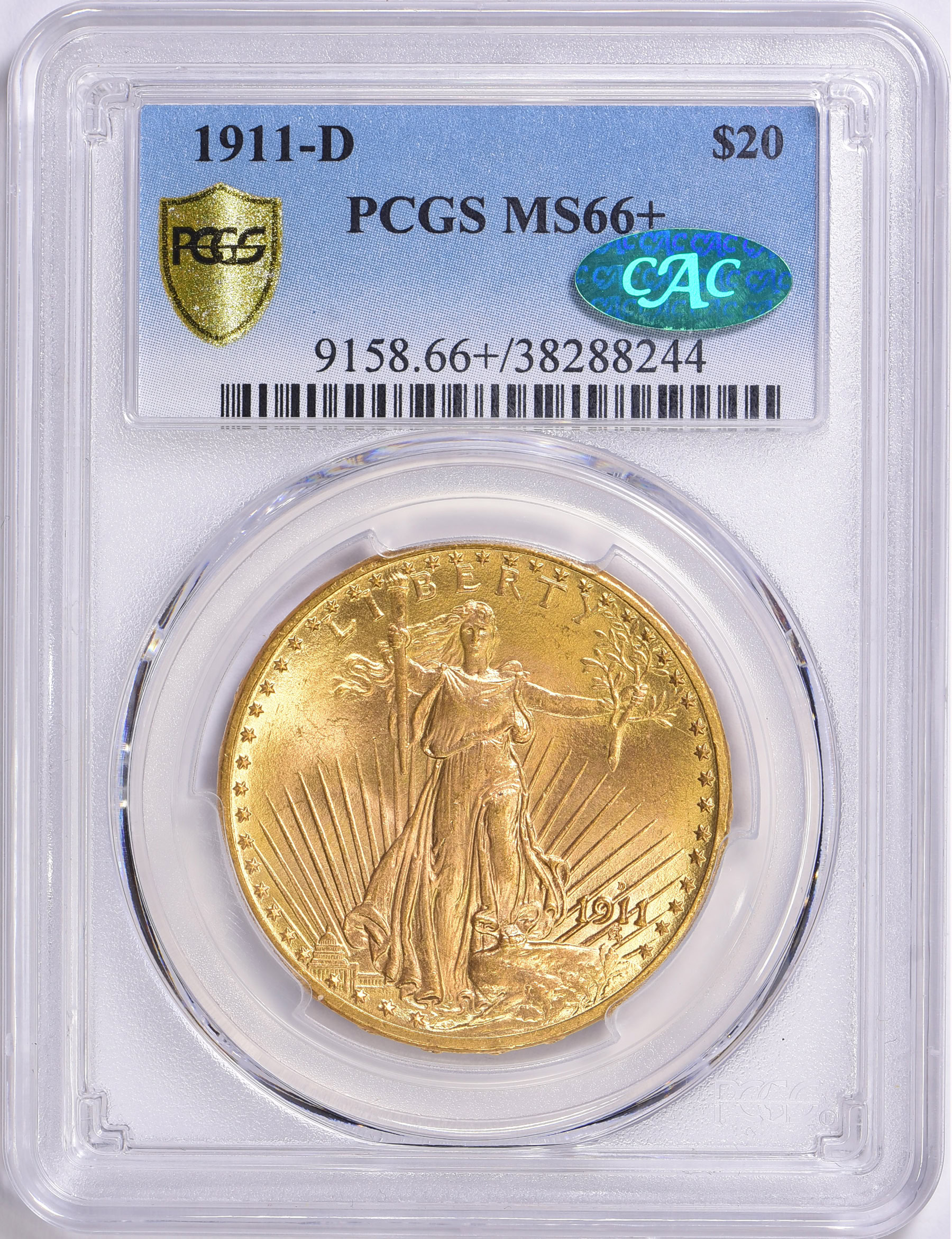 1911-D Saint-Gaudens Gold Double Eagle PCGS MS-66+ (CAC Green) (Item 1642706) | GreatCollections ...