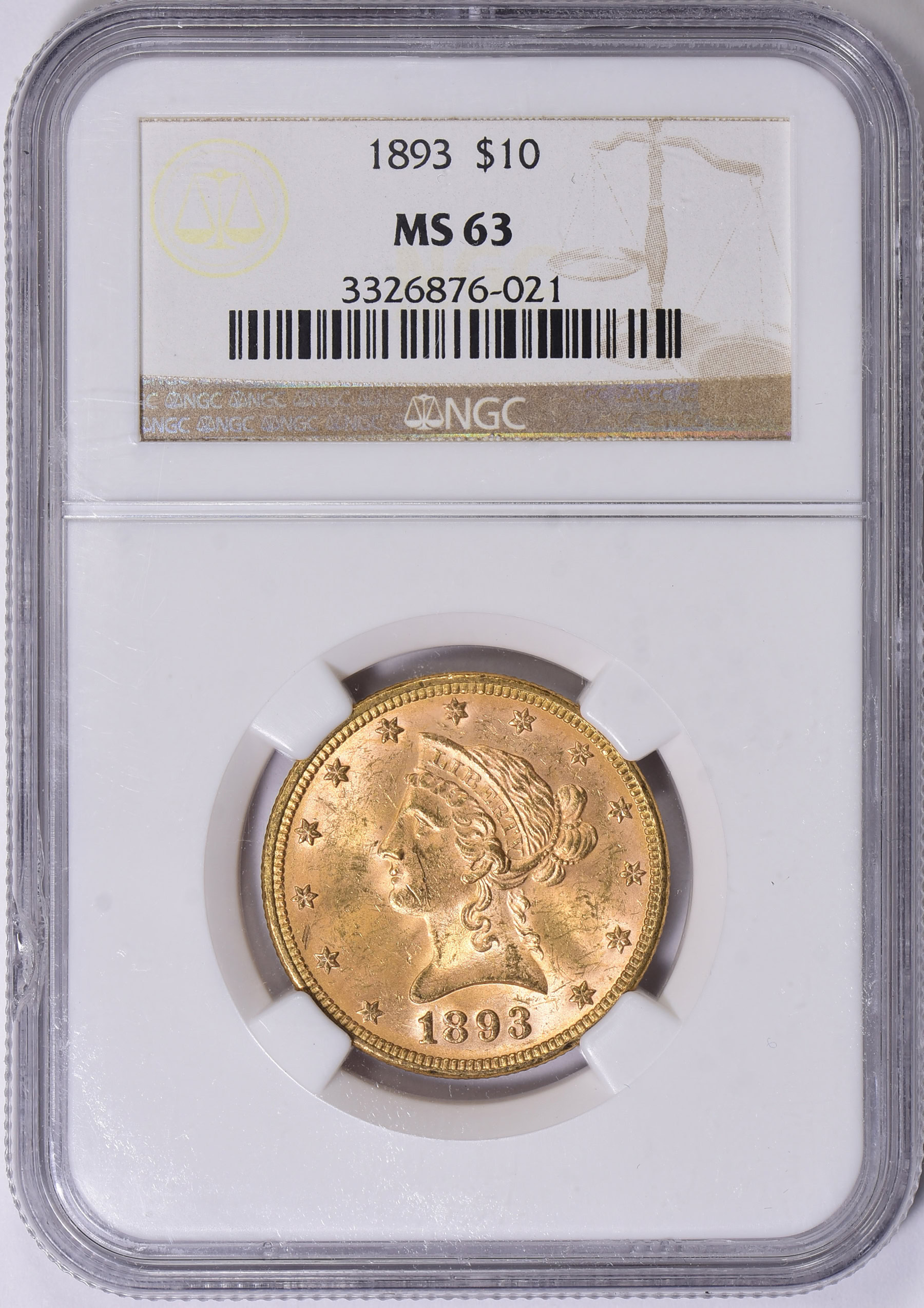 1893 Liberty Gold Eagle NGC MS-63 (Item 1642744) | GreatCollections ...