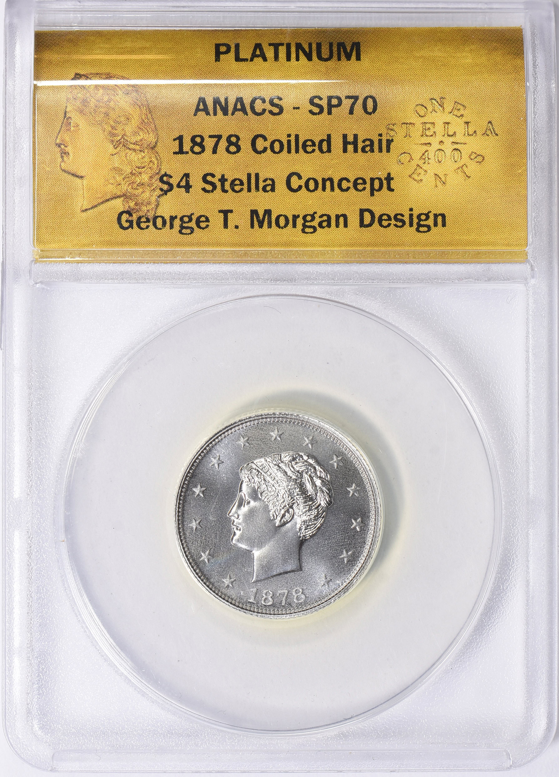 "1878" Platinum $4 Stella Coiled Hair George T. Morgan Concept Design ...