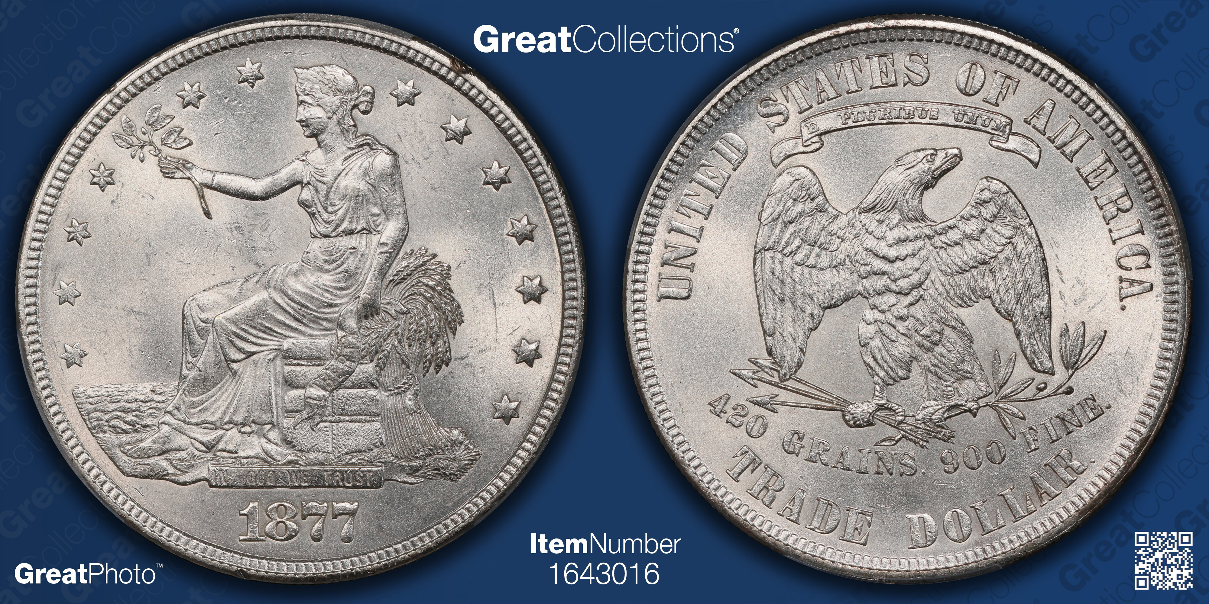 1877 Trade Silver Dollar PCGS MS-63 (Item 1643016) | GreatCollections ...