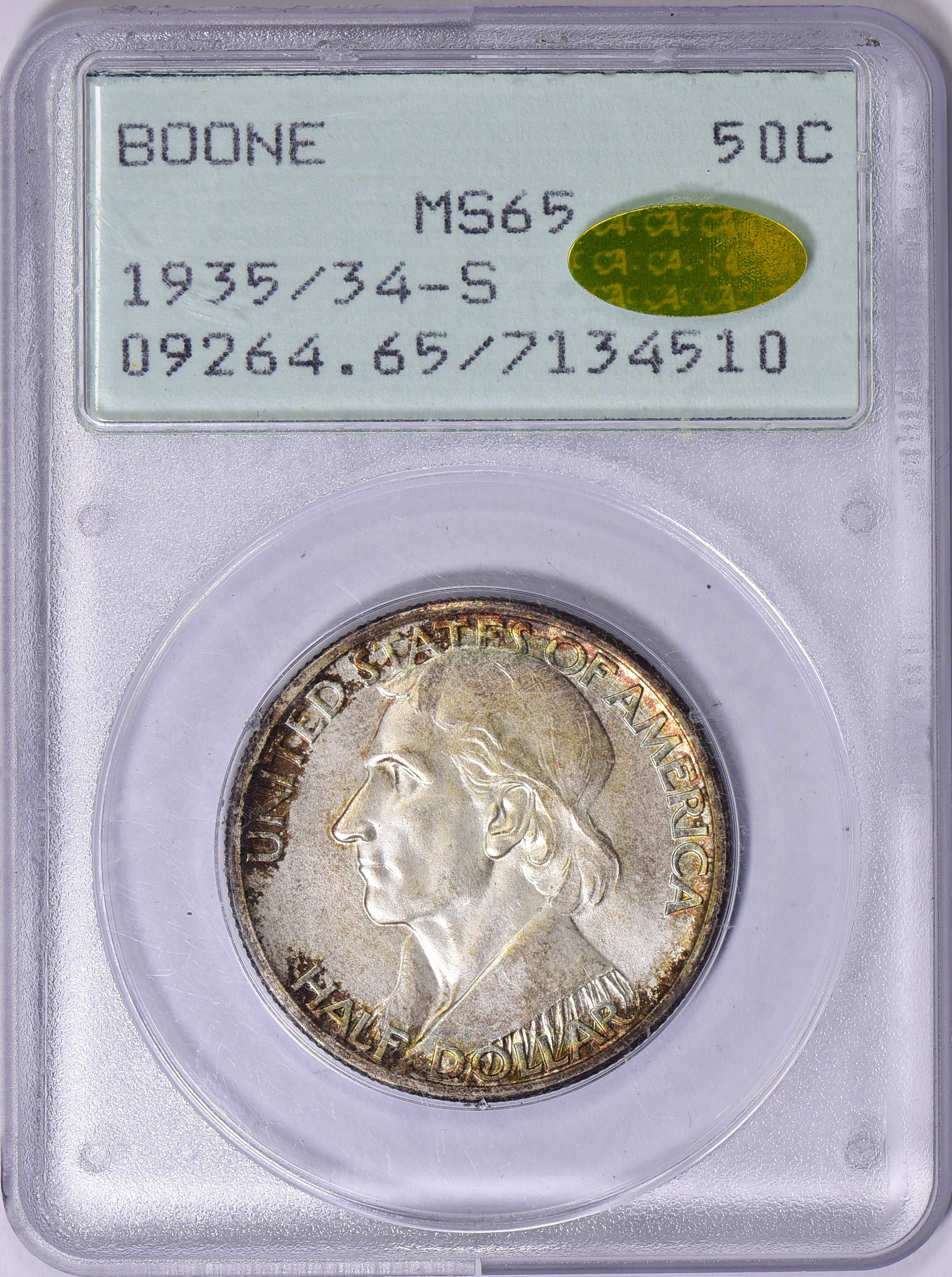 1935/34-S Daniel Boone Bicentennial Half Dollar PCGS MS-65 (CAC Gold ...