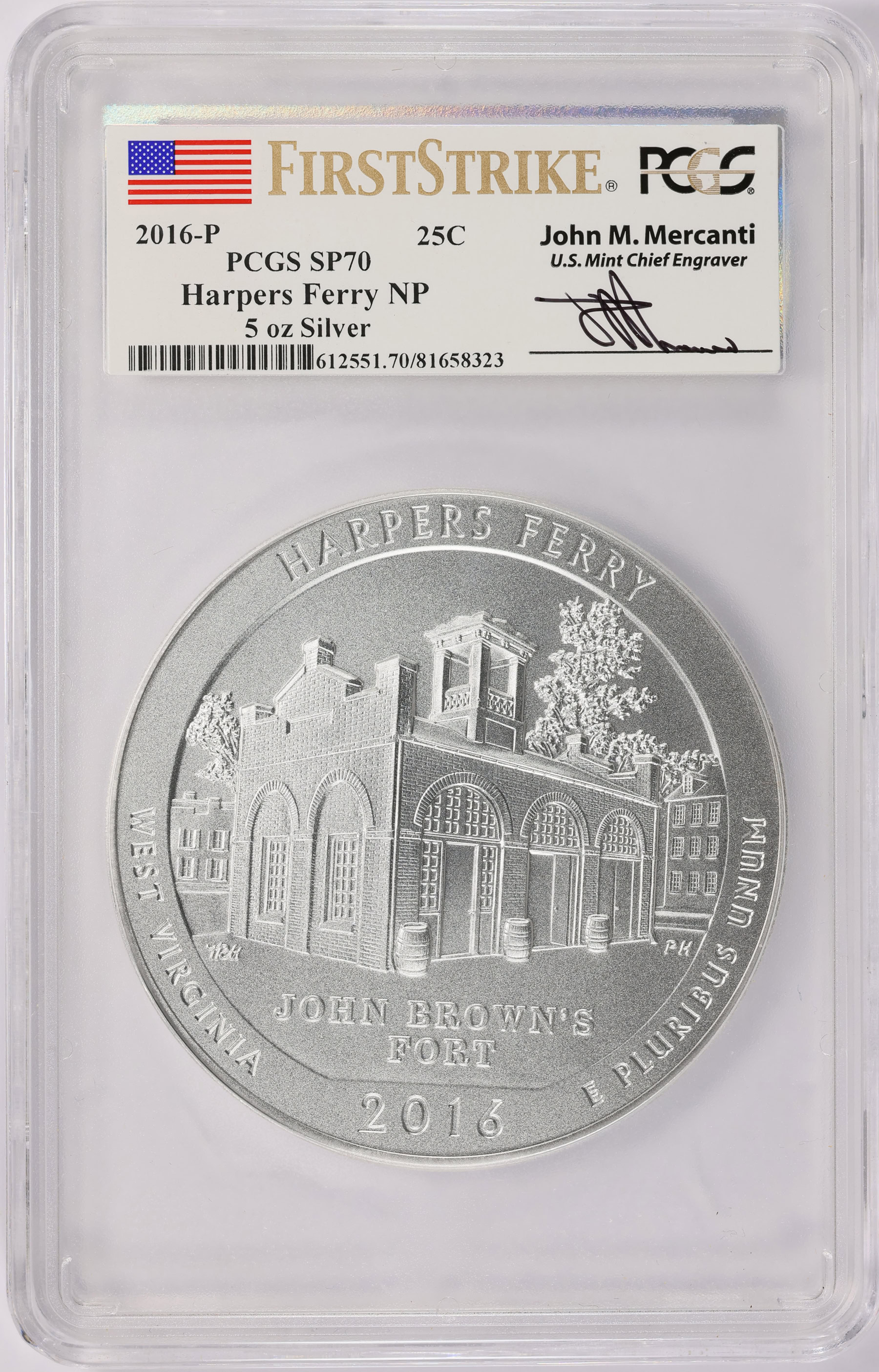 2016-P America the Beautiful 5 oz. Silver Quarter Harpers Ferry NP ...