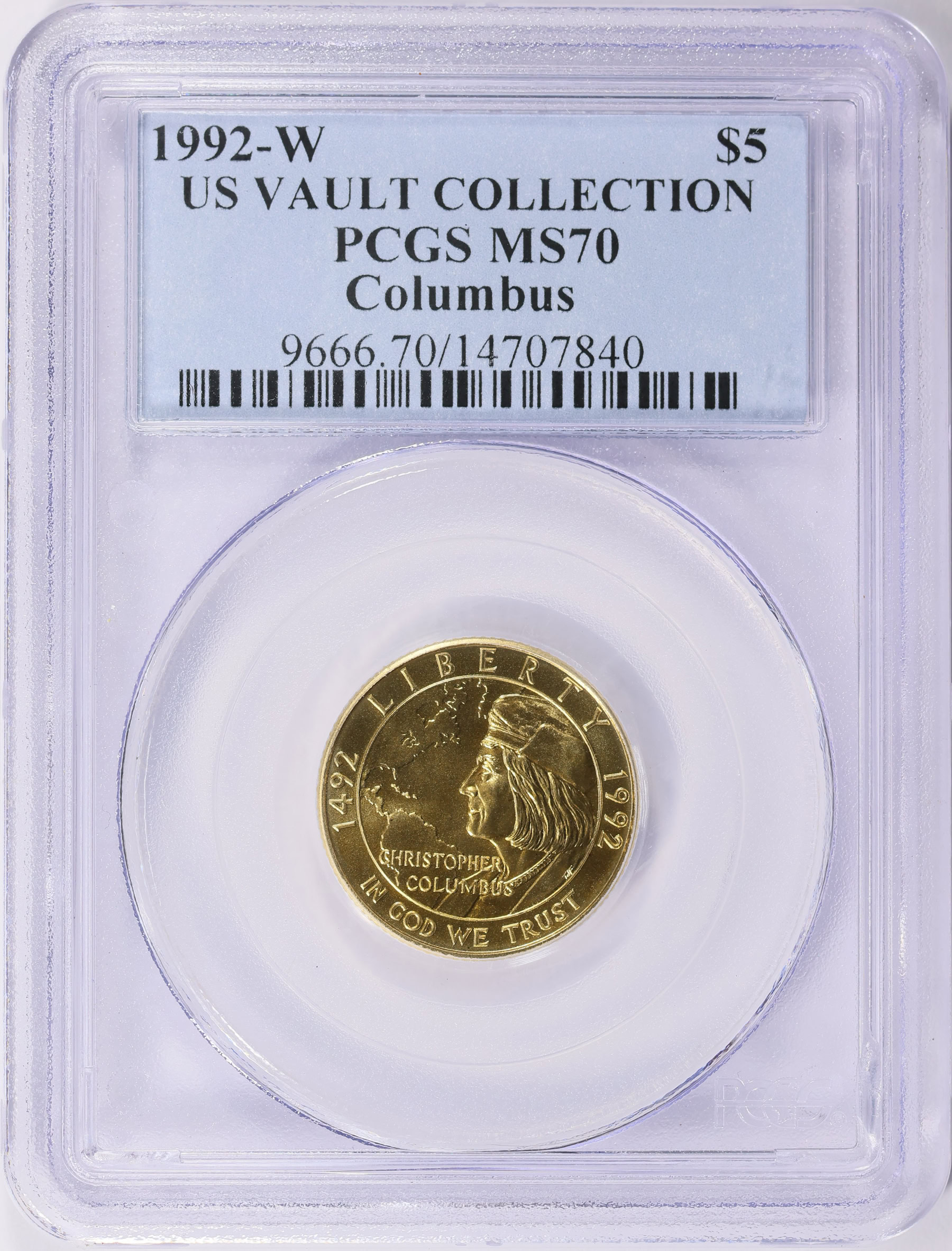 1992-W Christopher Columbus Quincentenary Gold $5 PCGS MS-70 (U.S ...