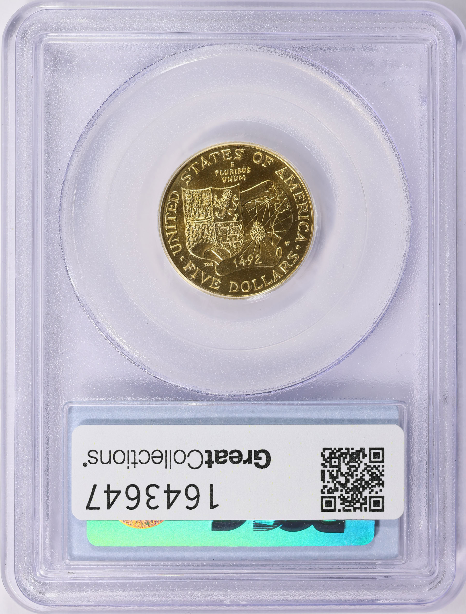 1992-W Christopher Columbus Quincentenary Gold $5 PCGS MS-70 (U.S ...