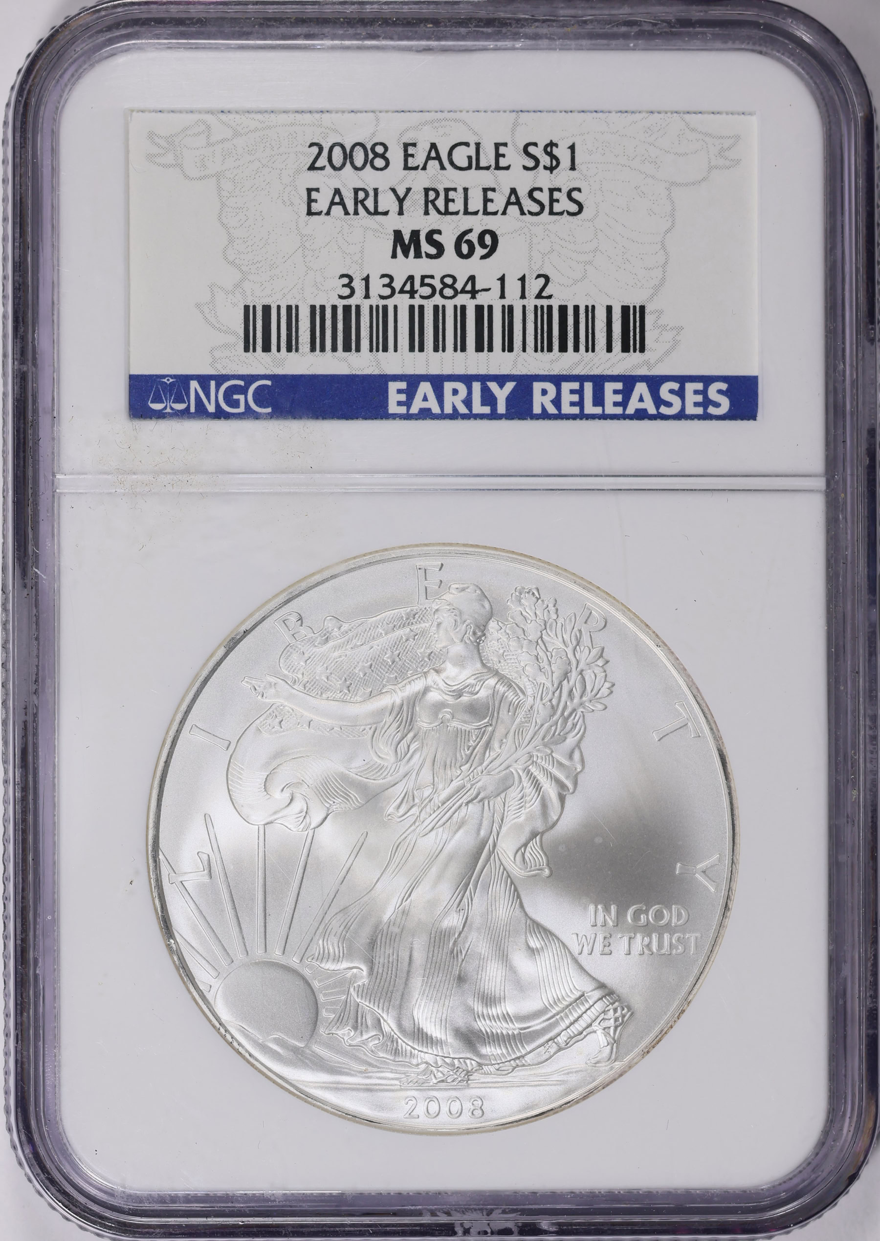 2008 $1 Silver Eagle Early Releases NGC MS-69 (Item 1643890) | GreatCollections Coin Auctions