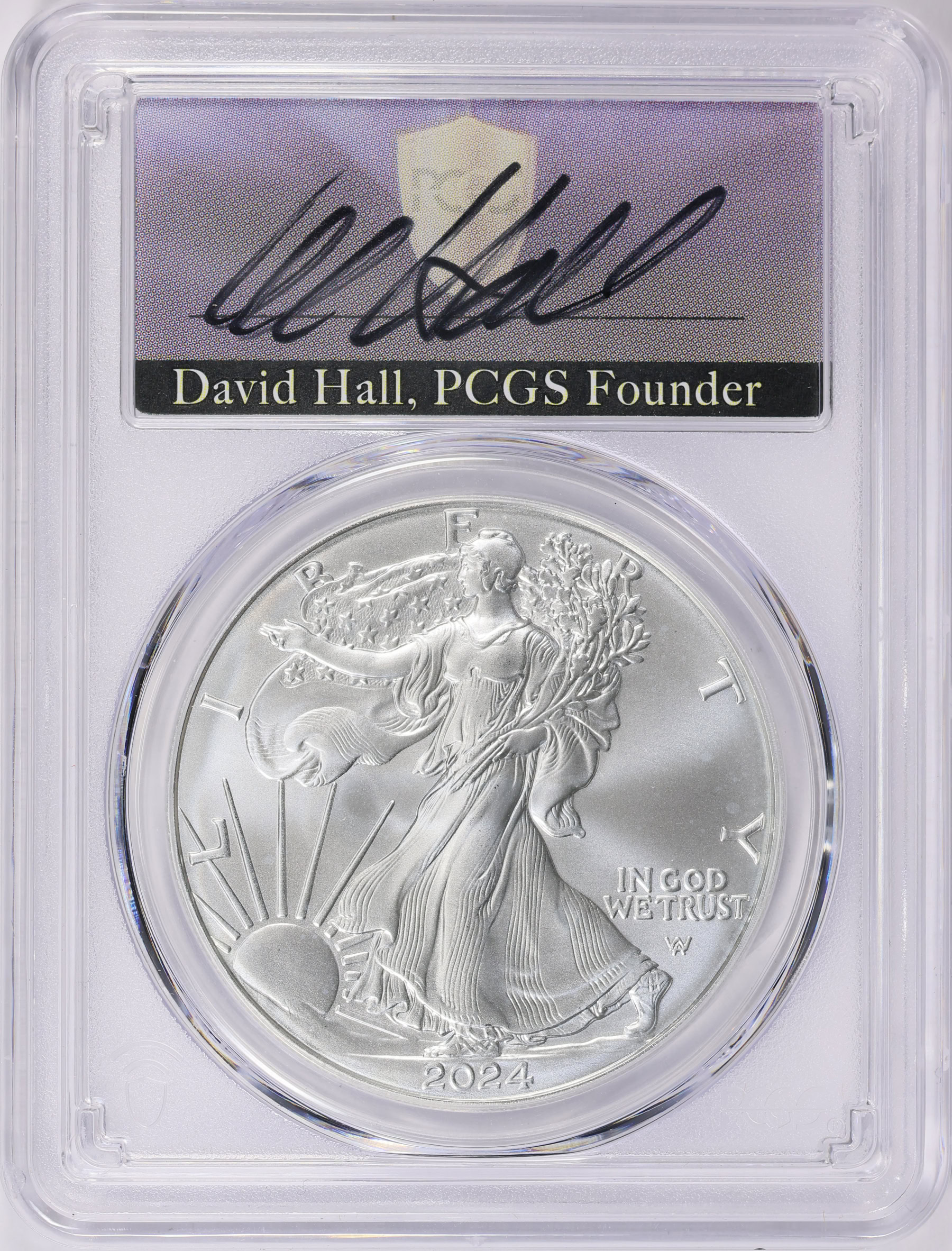 2024 $1 Silver Eagle First Day of Issue PCGS MS-70 (David Hall Signed ...