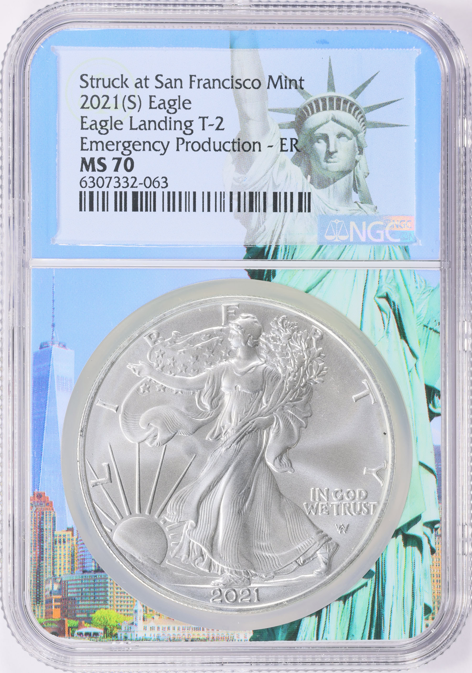 2021-(S) $1 Silver Eagle Type 2 Struck at San Francisco Emergency Production Early Releases NGC ...