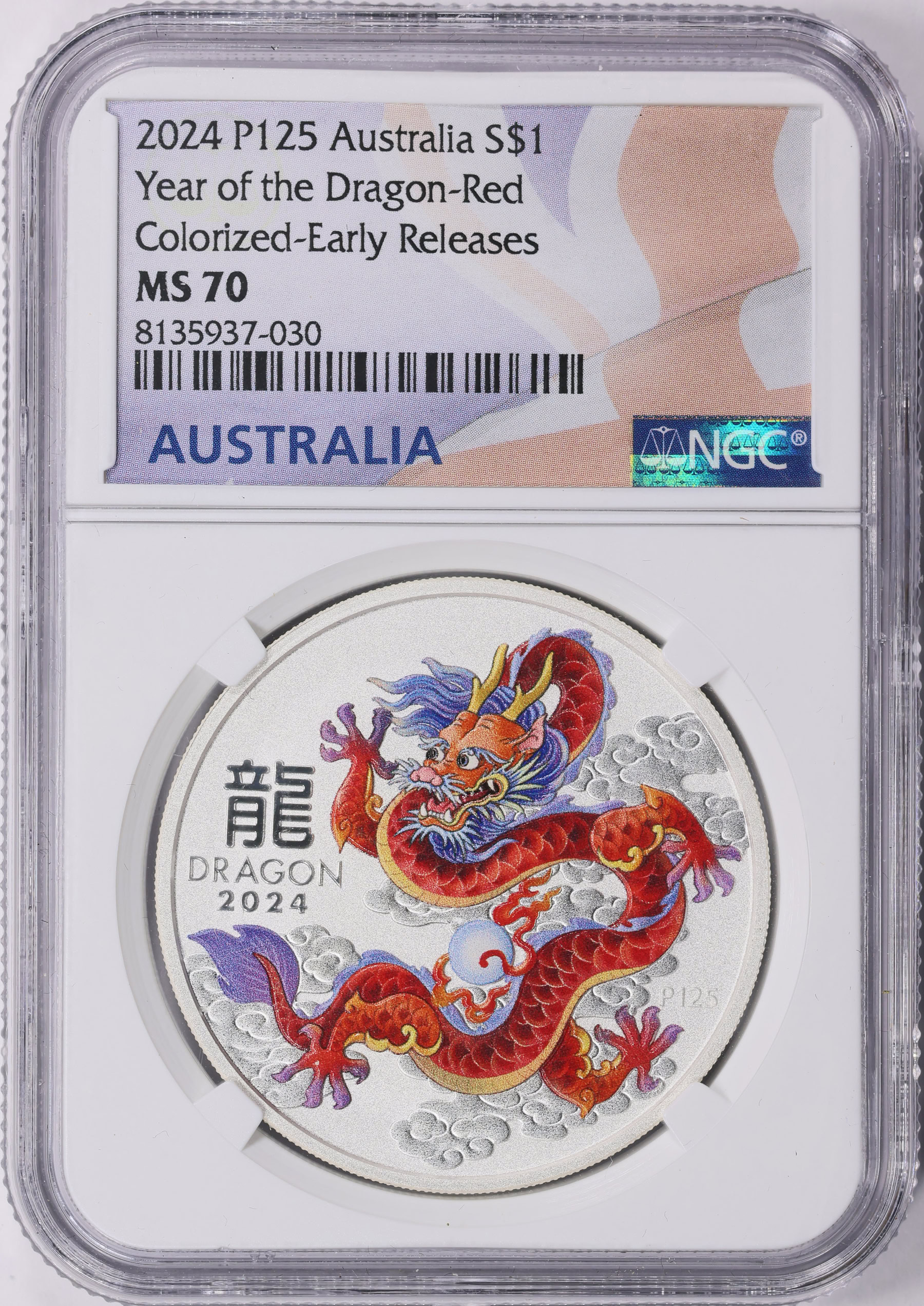 Australia 2024-P125 Colorized Silver Dollar Lunar Series, Year of the ...