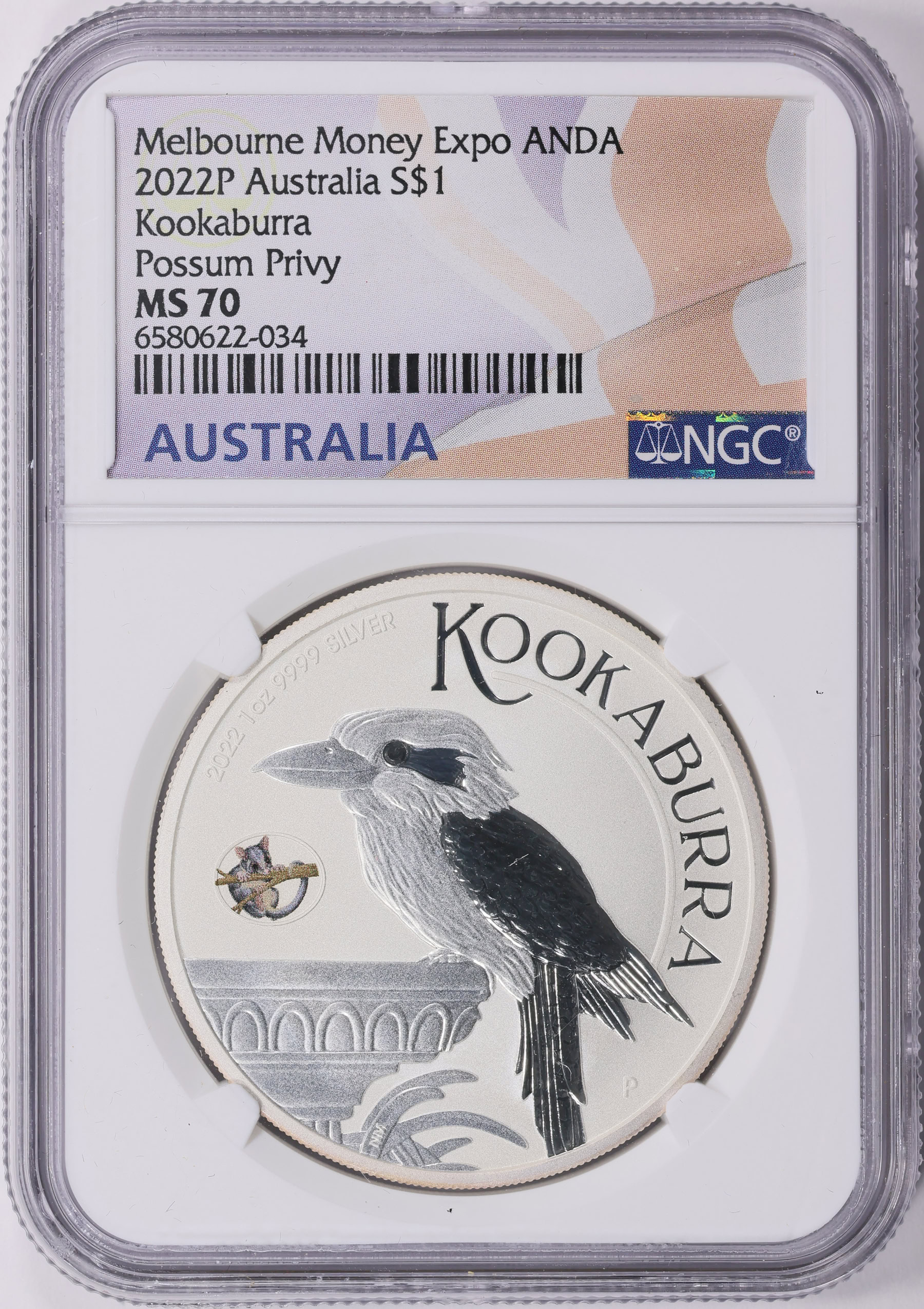 Australia 2022-P Silver Dollar Kookaburra Possum Privy ANDA Melbourne ...