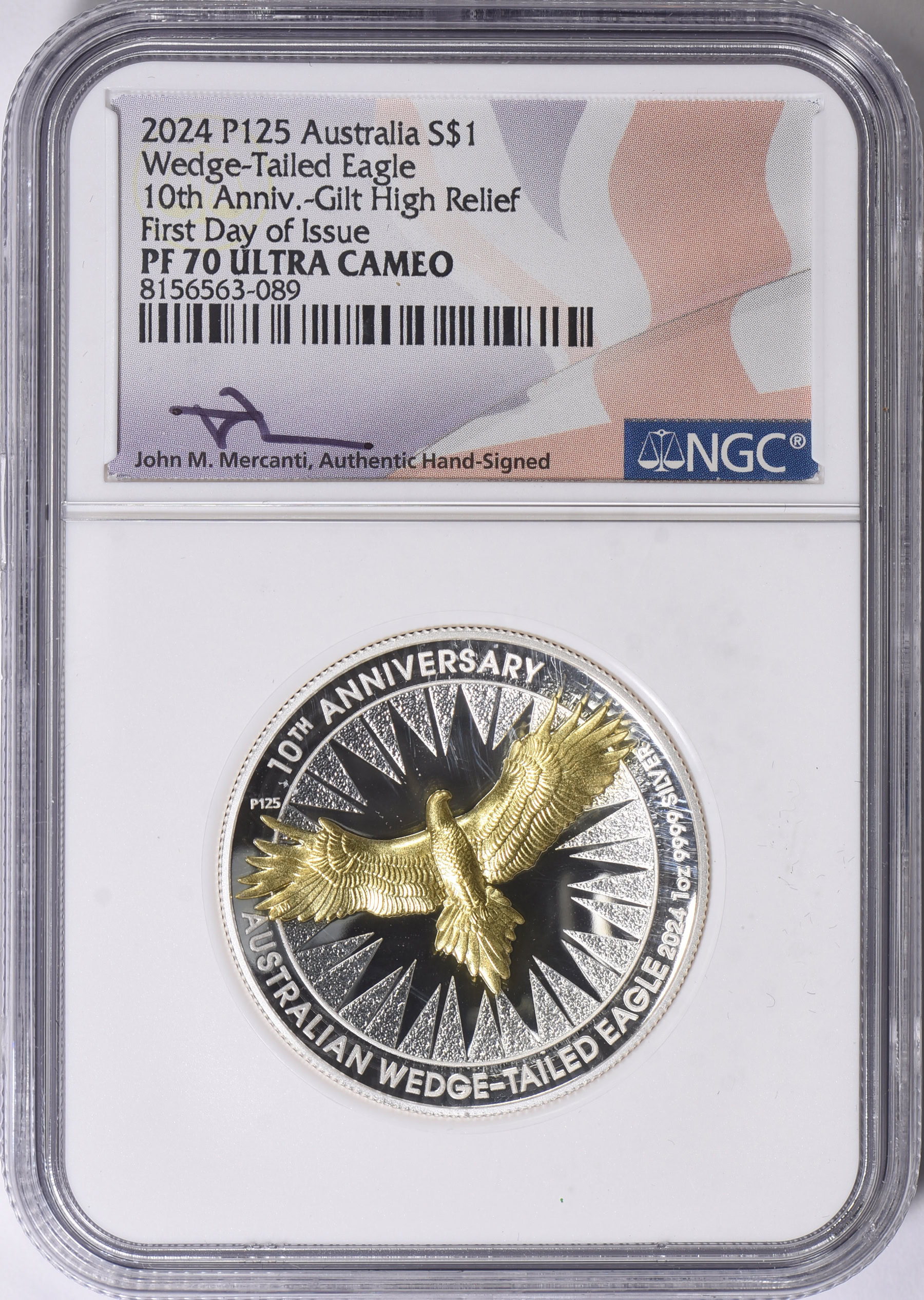 Australia 2024-P125 Gilt Silver Dollar Wedge-Tailed Eagle 10th ...