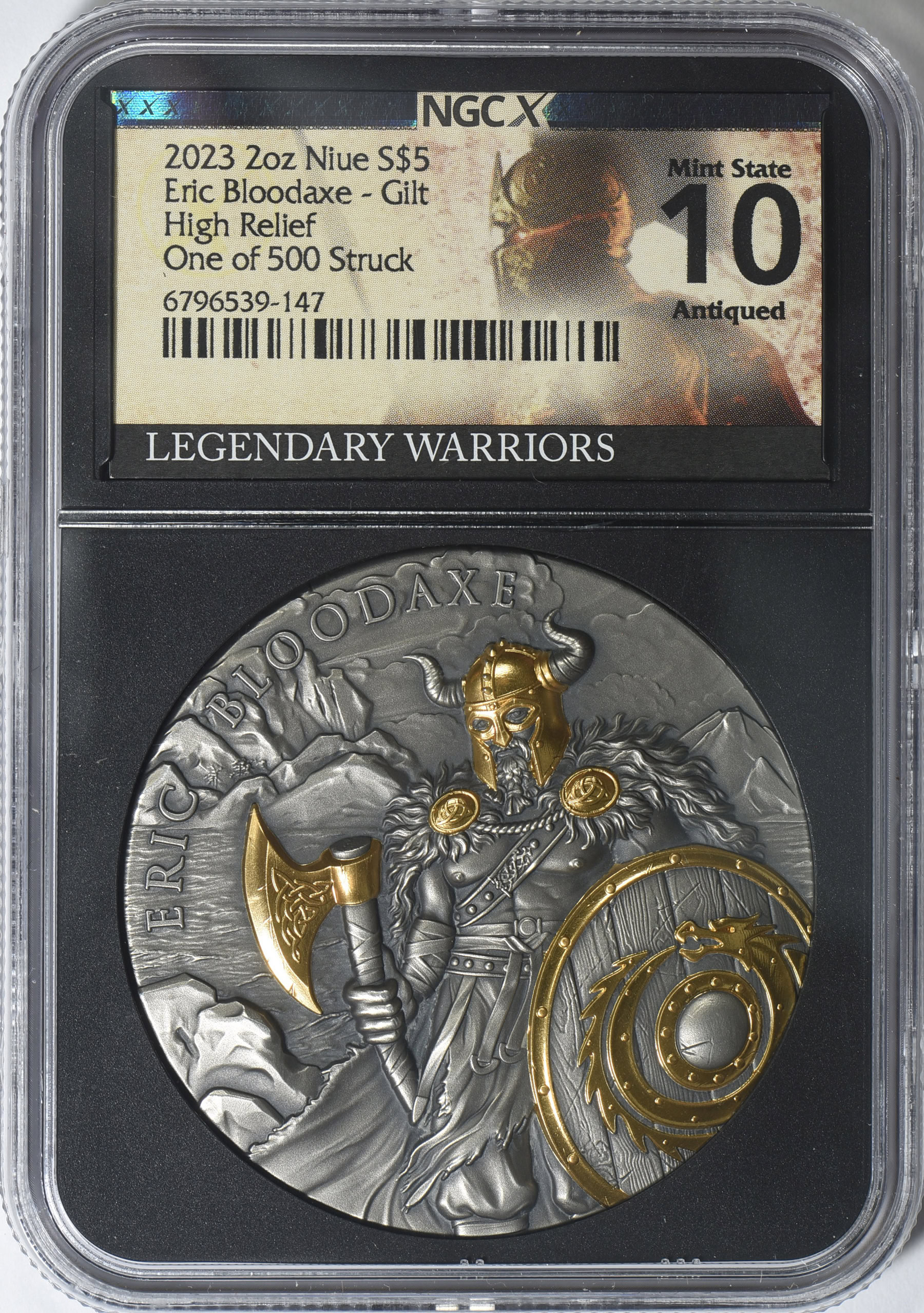 Niue 2023 Gilt Silver $5 Legendary Warriors Eric Bloodaxe High Relief ...