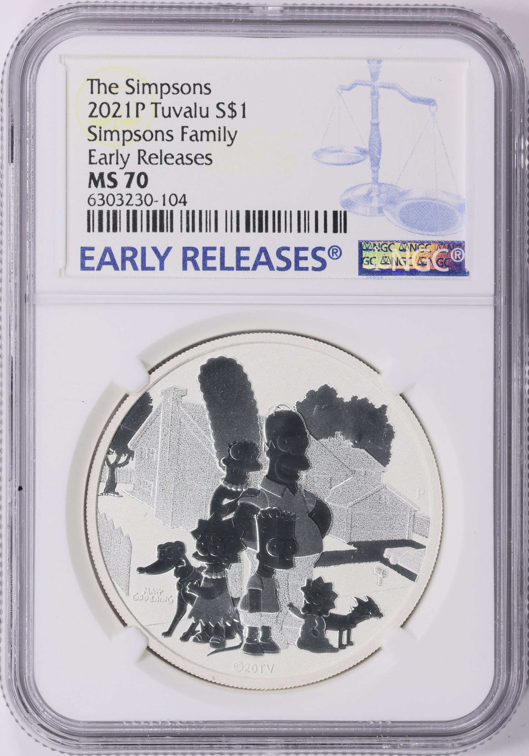 Tuvalu 2021-P Silver Dollar Simpsons Family Early Releases NGC MS-70 ...