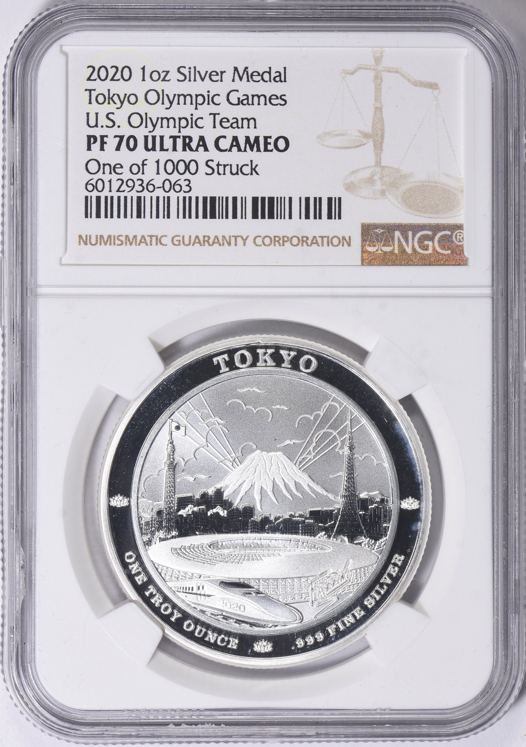 2020 Silver 1oz Tokyo Olympic Games U.S. Olympic Team Medal NGC Proof ...