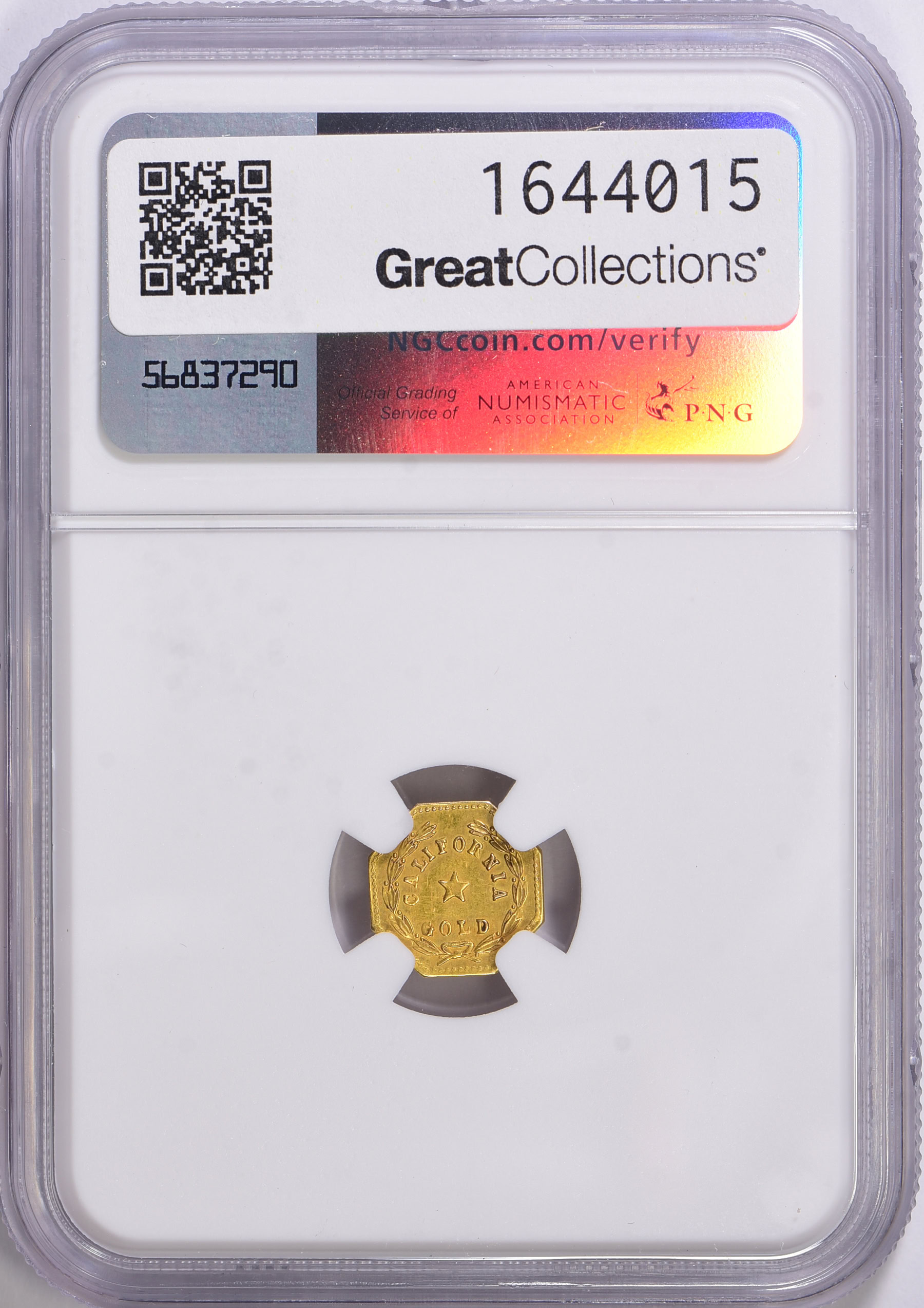 1860-Dated California Fractional Gold Octagonal 11.3mm Indian - Wreath ...