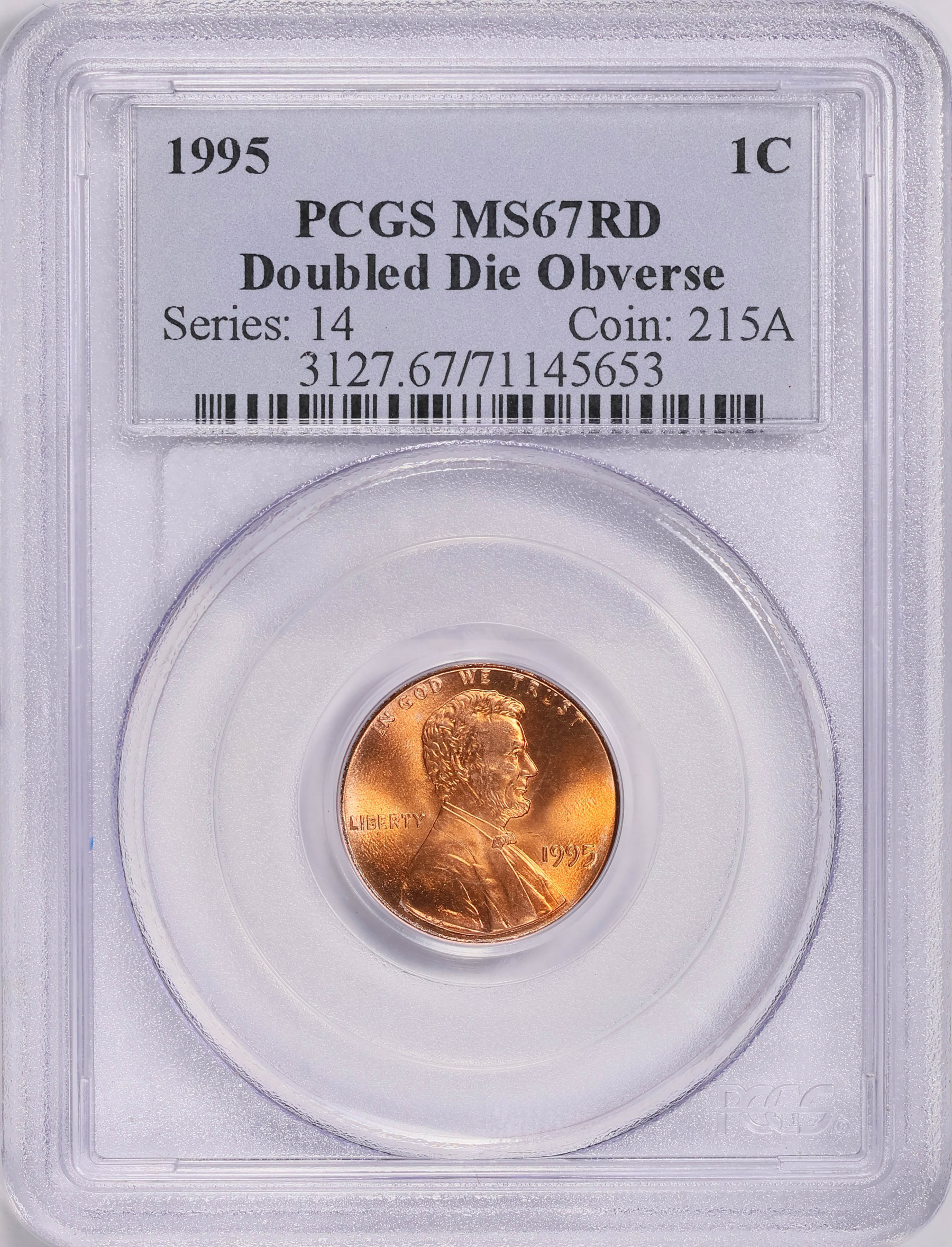 1995 Lincoln Cent Doubled Die Obverse PCGS MS-67 RD (Item 1644113 ...
