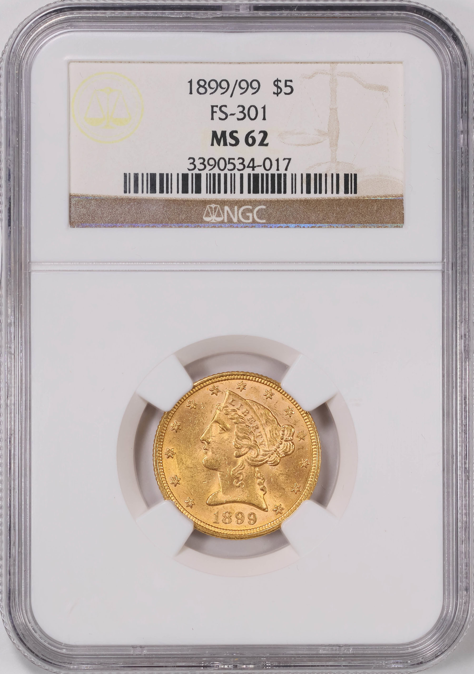 1899/99 Liberty Gold Half Eagle Date FS-301 NGC MS-62 (Item 1644141) | GreatCollections Coin ...