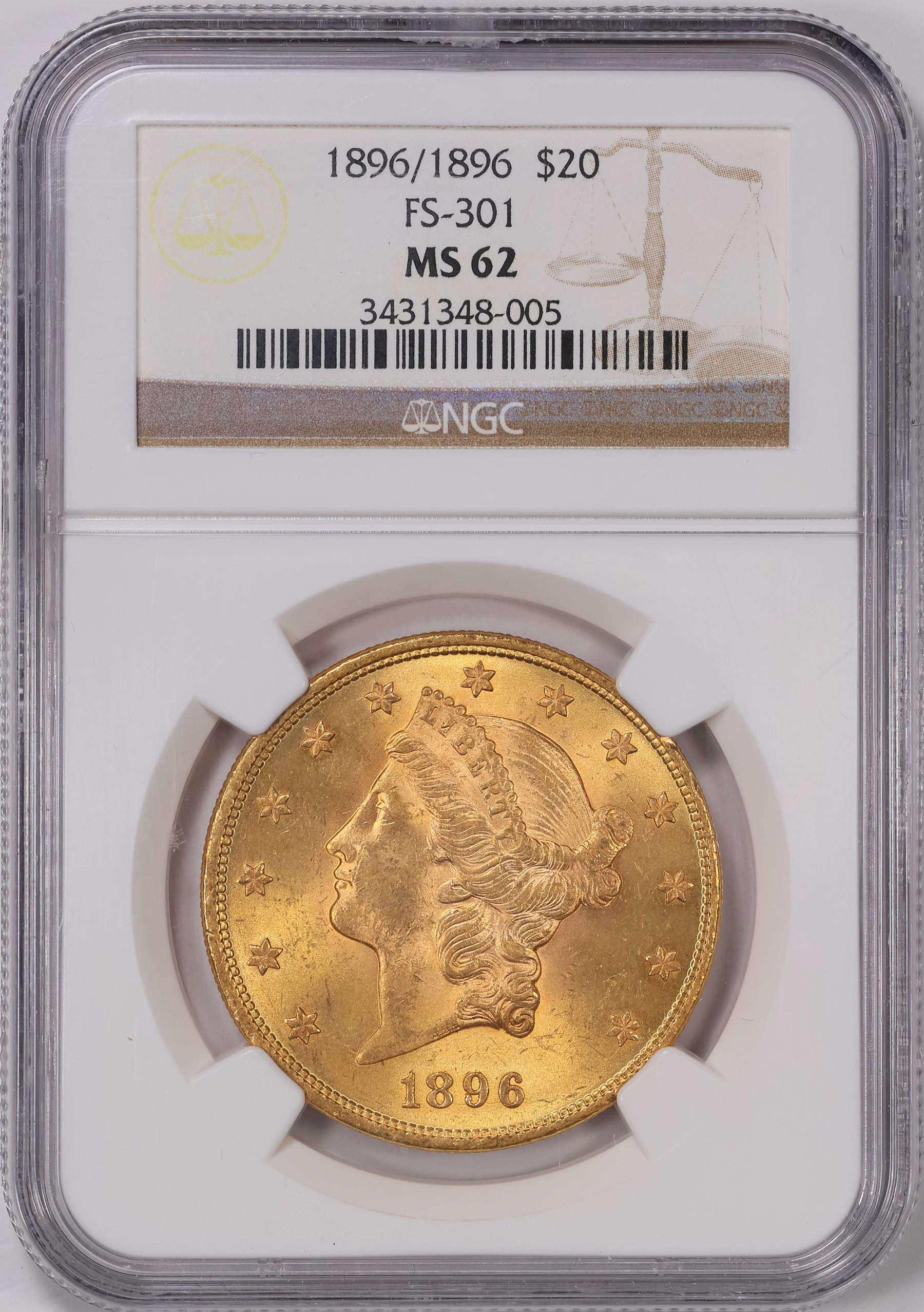 1896/1896 Liberty Gold Double Eagle FS-301 NGC MS-62 (Item 1644158) | GreatCollections Coin Auctions