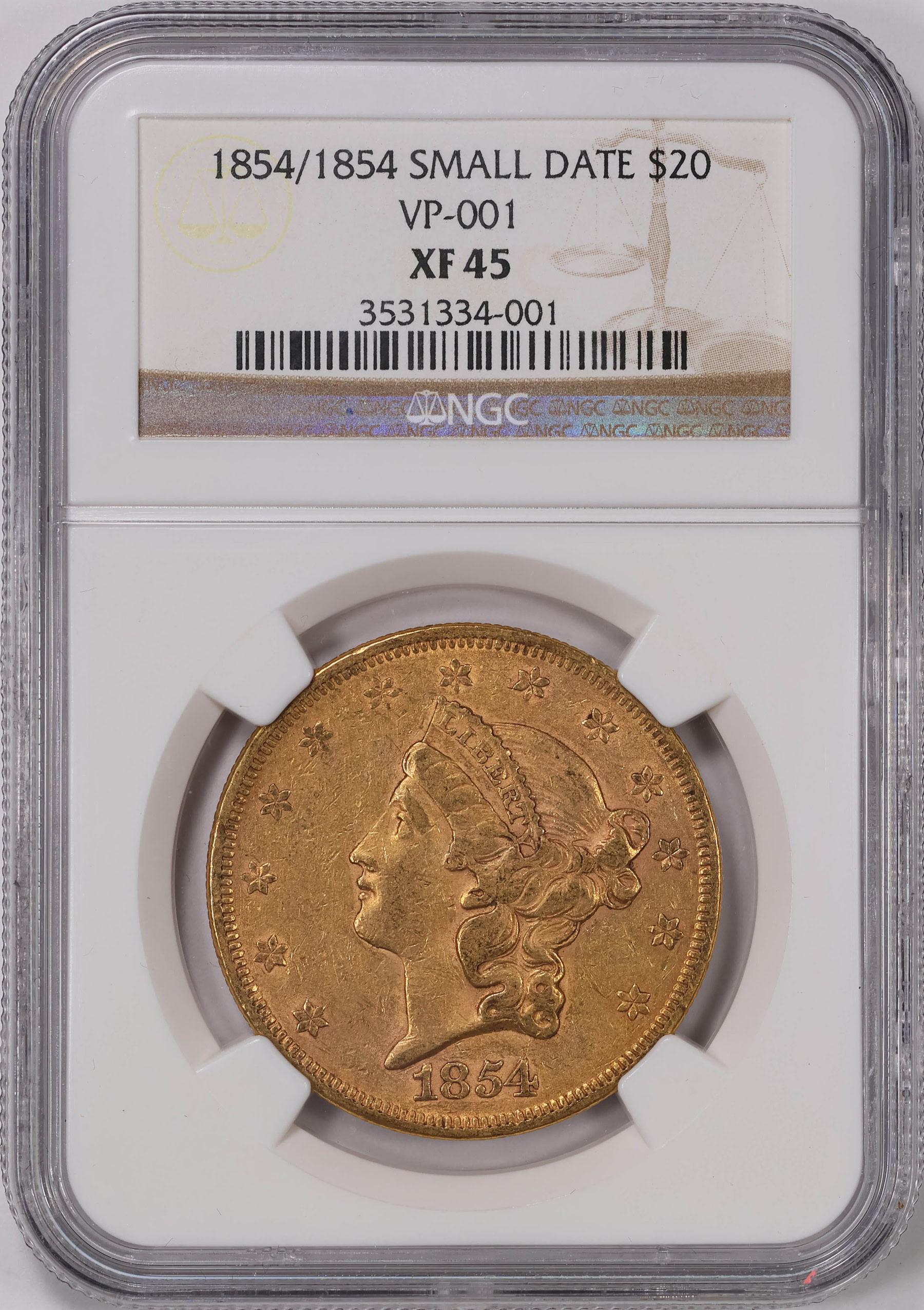 1854/1854 Liberty Gold Double Eagle Small Date VP-001 NGC XF-45 (Item ...