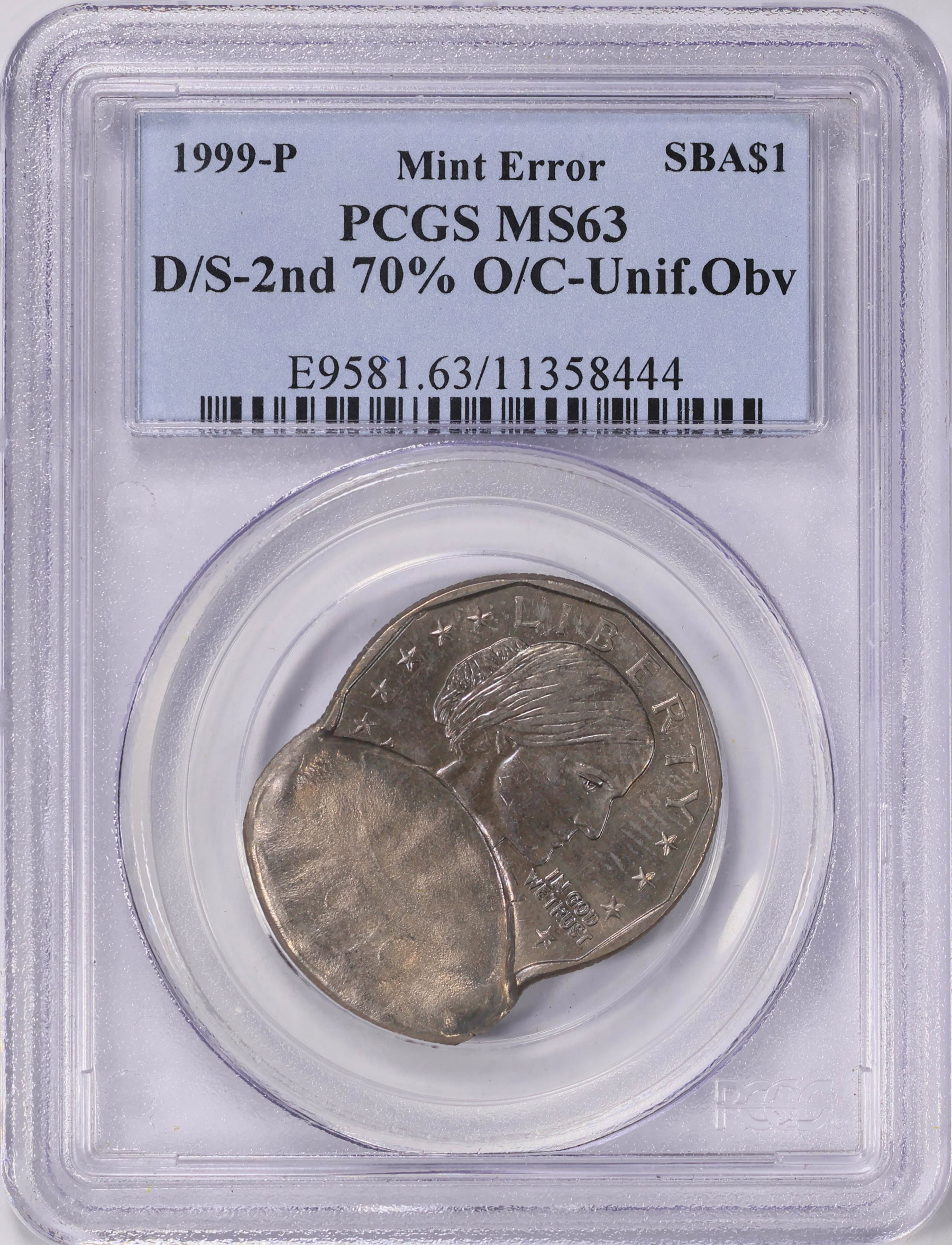 Mint Error 1999-P Susan B. Anthony Dollar Double Struck - 2nd Strike 70 ...