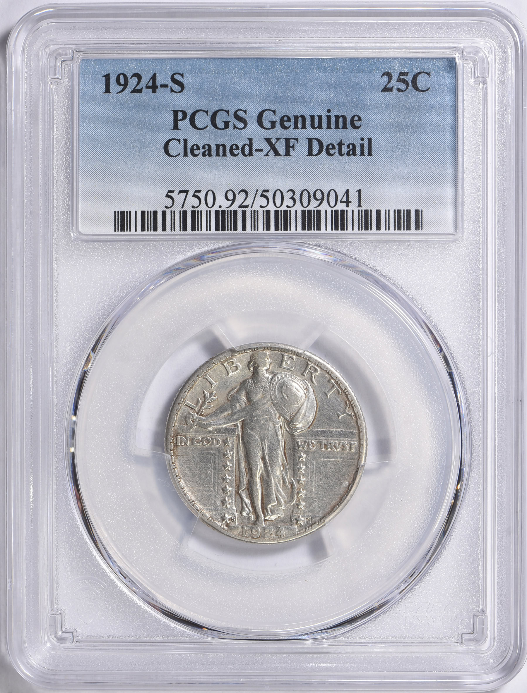 1924-S Standing Liberty Quarter PCGS Genuine XF Details (Item 1644306) | GreatCollections Coin ...