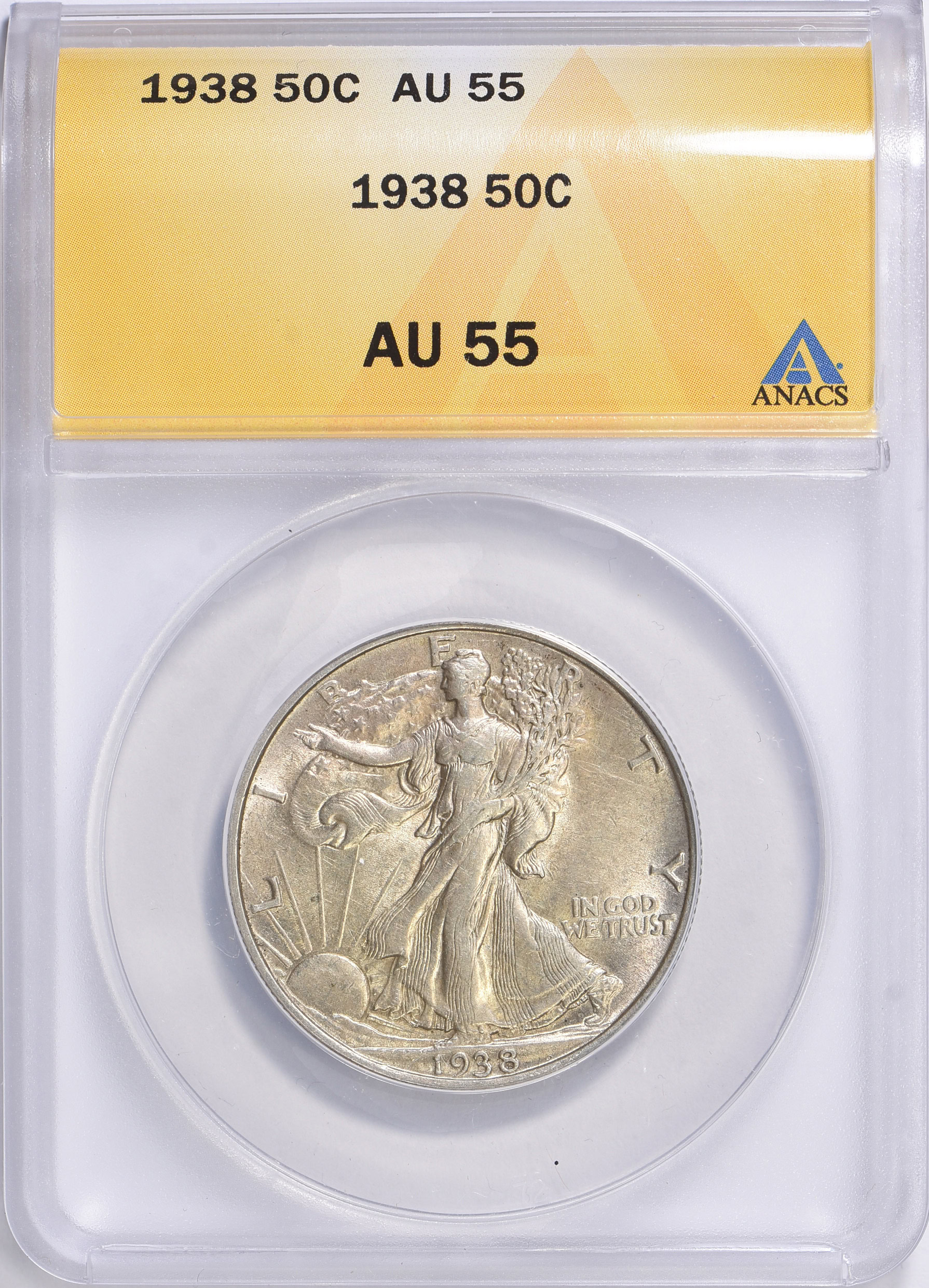 1938 Walking Liberty Half Dollar ANACS AU-55 (Item 1644503) | GreatCollections Coin Auctions
