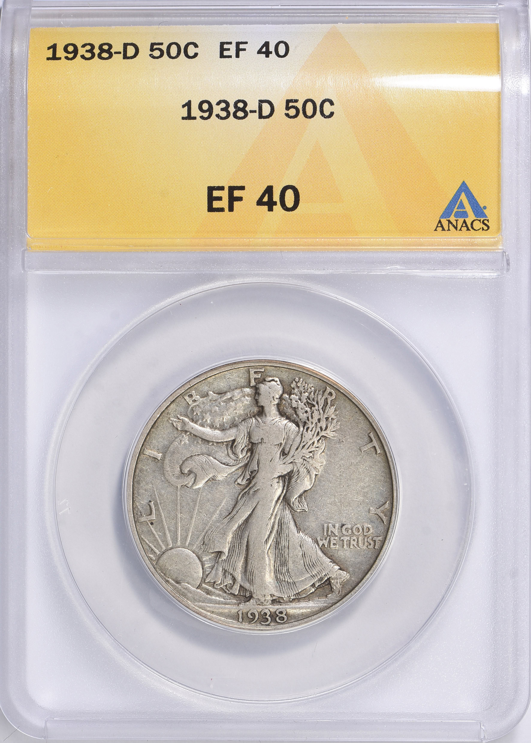 1938-D Walking Liberty Half Dollar ANACS EF-40 (Item 1644505) | GreatCollections Coin Auctions