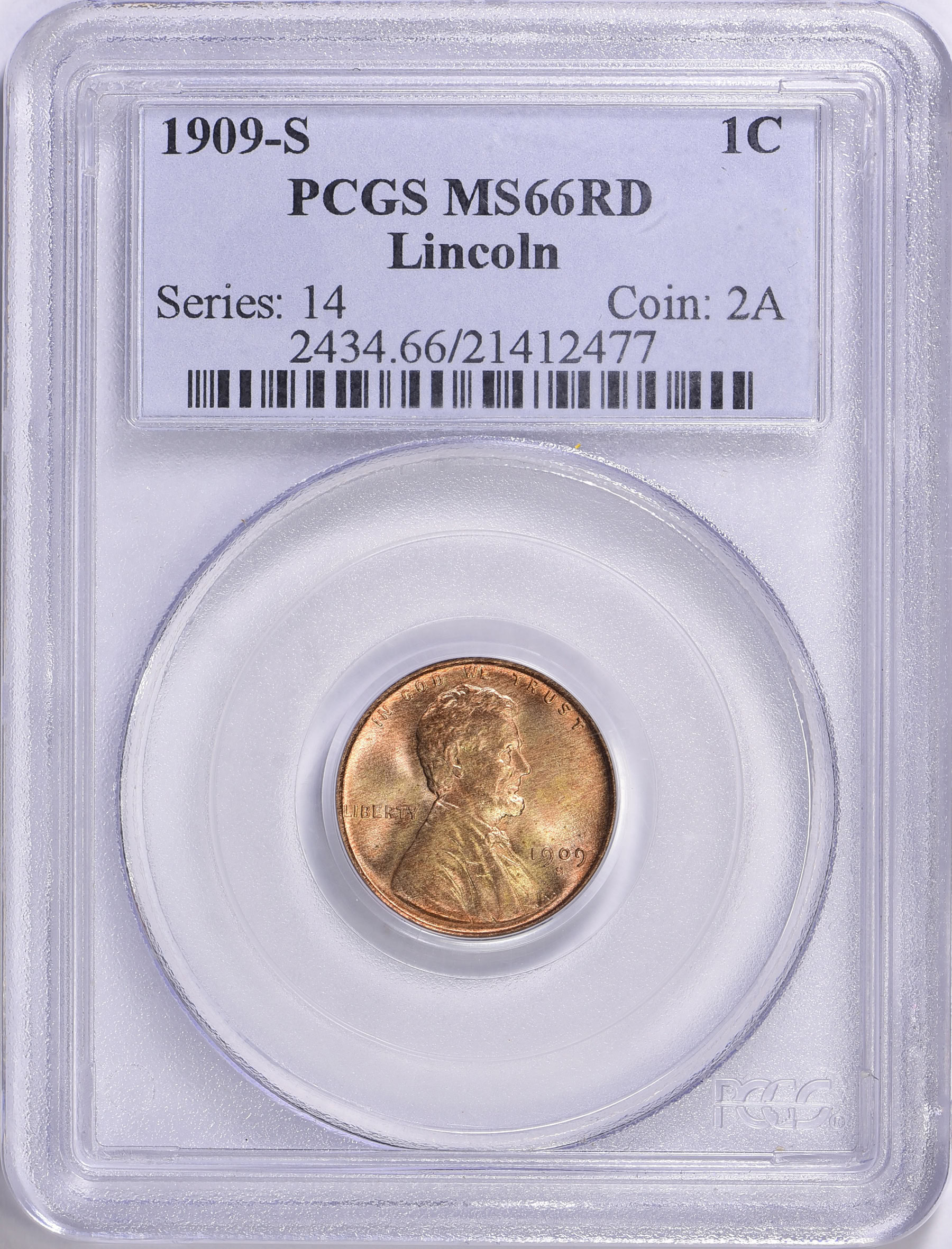 1909-S Lincoln Cent PCGS MS-66 RD (Item 1644579) | GreatCollections ...