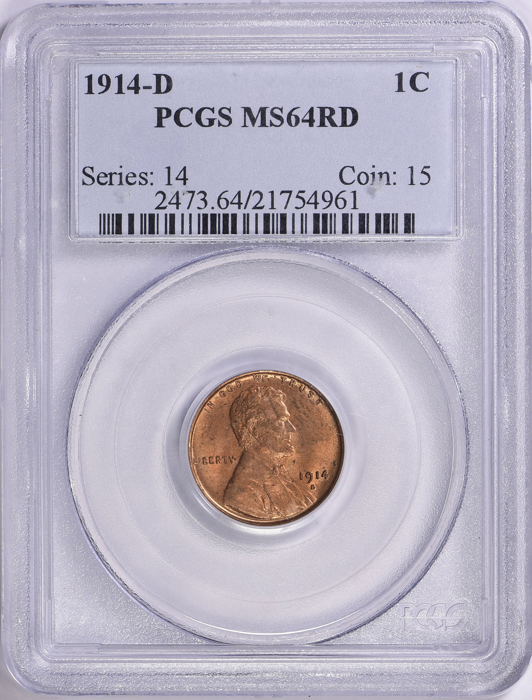 1914-D Lincoln Cent PCGS MS-64 RD (Item 1644596) | GreatCollections Coin Auctions
