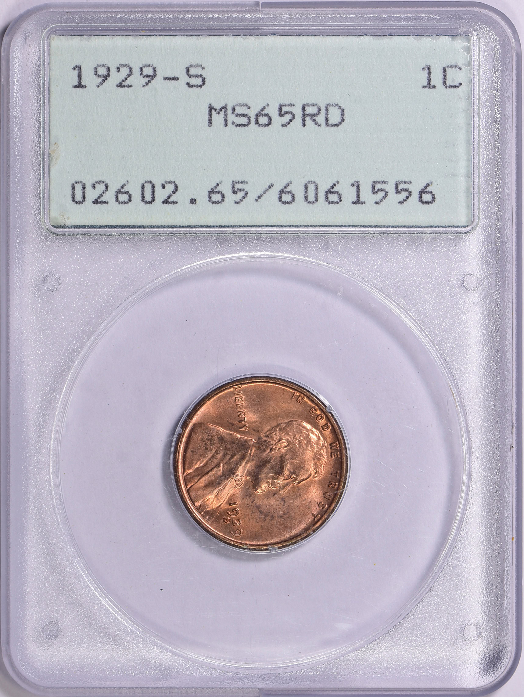 1929-S Lincoln Cent PCGS MS-65 RD OGH (1st Gen) (Item 1644642) | GreatCollections Coin Auctions