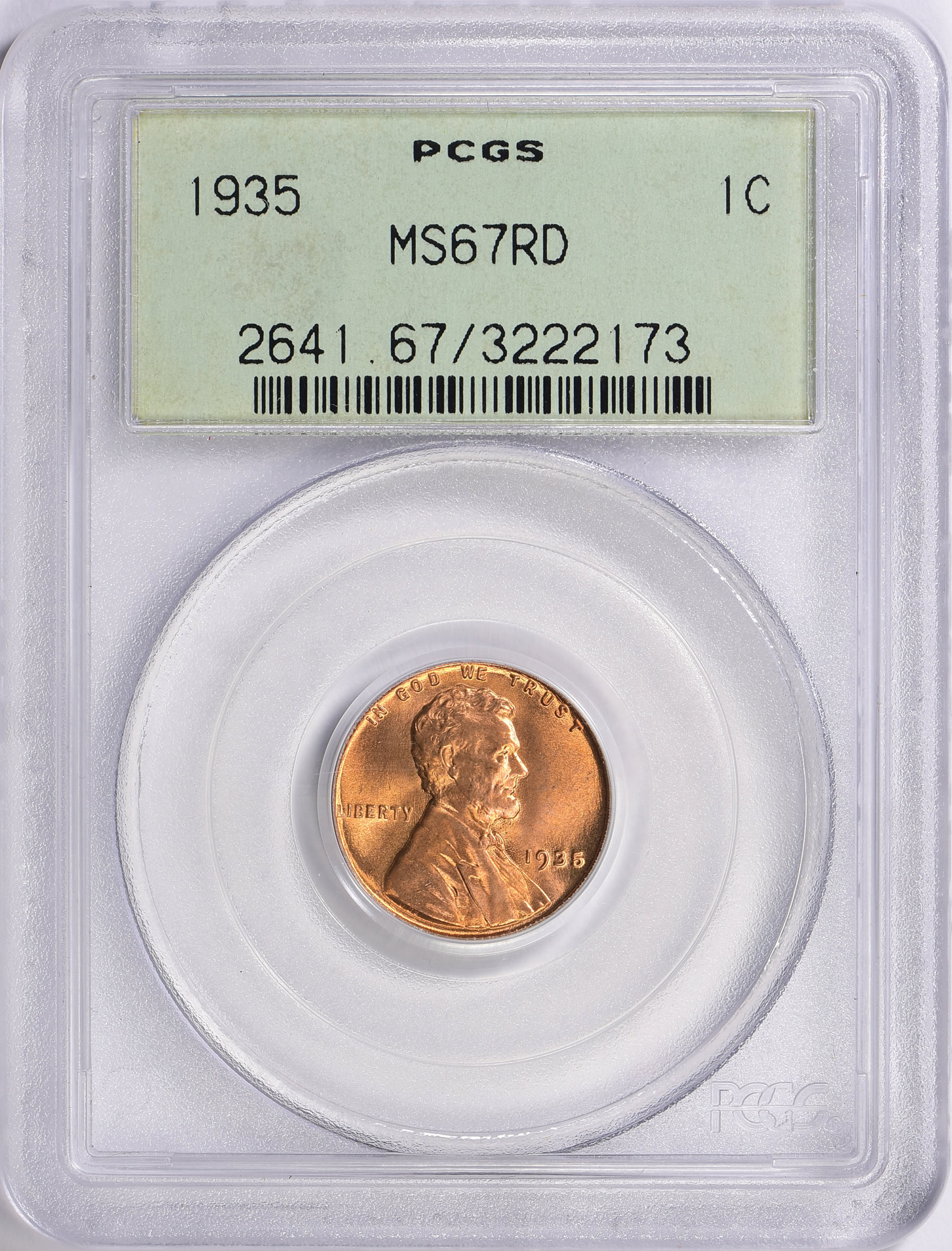 1935 Lincoln Cent PCGS MS-67 RD OGH (Item 1644783) | GreatCollections ...