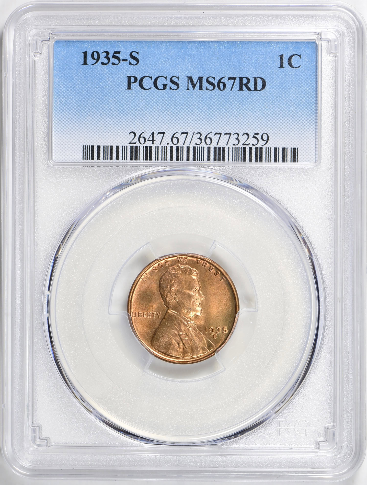1935-S Lincoln Cent PCGS MS-67 RD (Item 1644785) | GreatCollections Coin Auctions