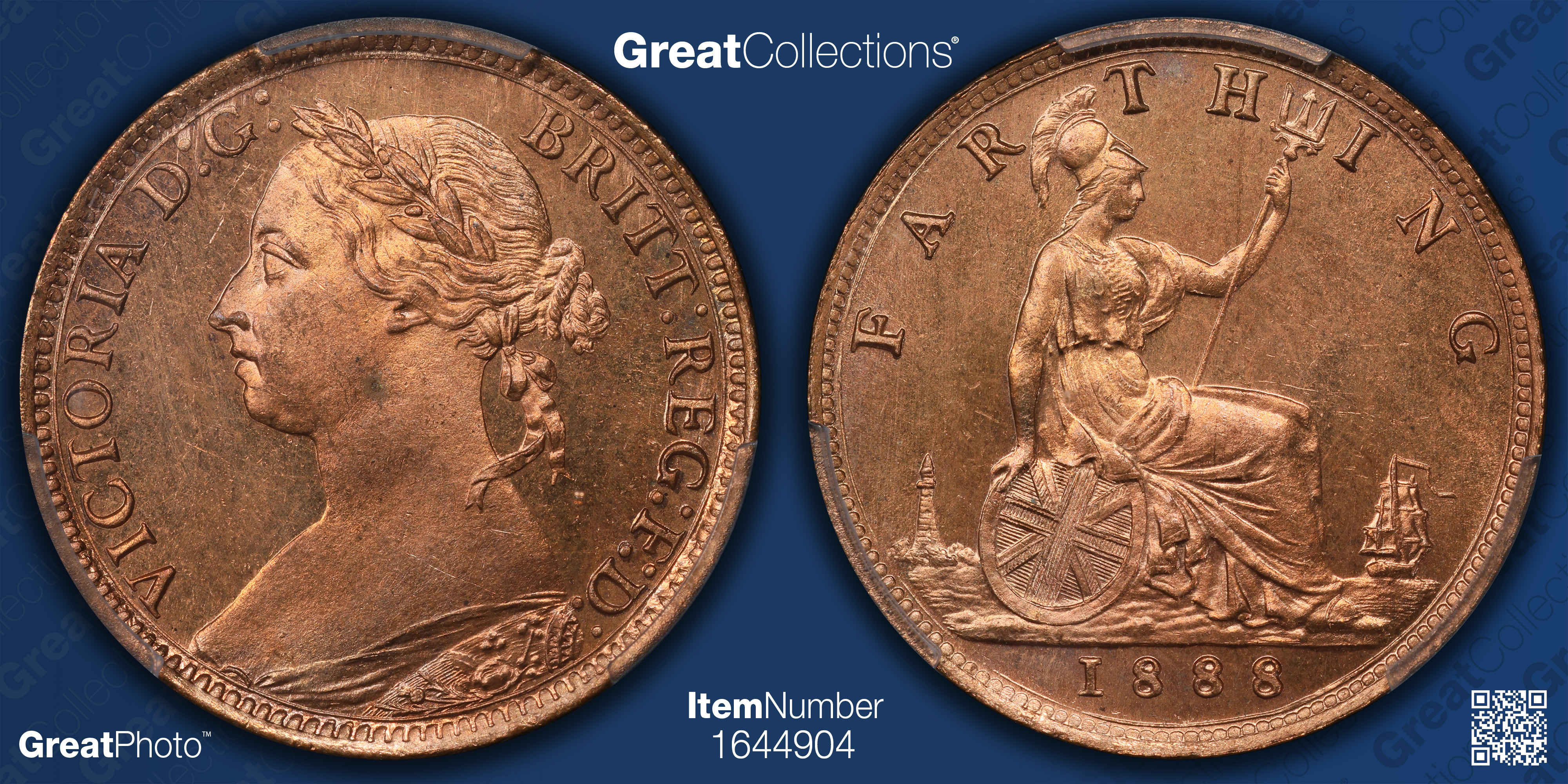 Great Britain 1888 Farthing KM-747 PCGS MS-66 RD (Item 1644904 ...