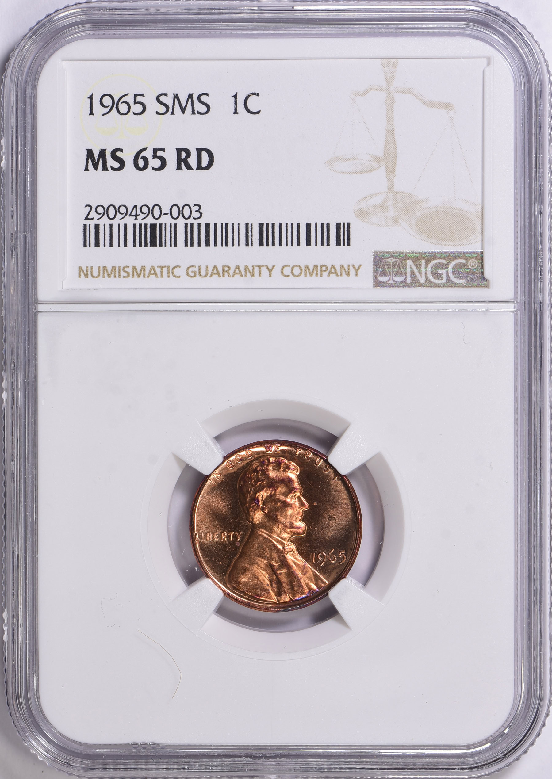 1965 Lincoln Cent SMS NGC MS-65 RD (Toned) (Item 1644954 ...